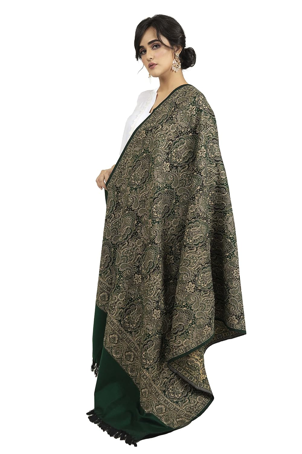 Buy Shal-é-Pashm Women's Emerald Green warm and Thick,Bright ...