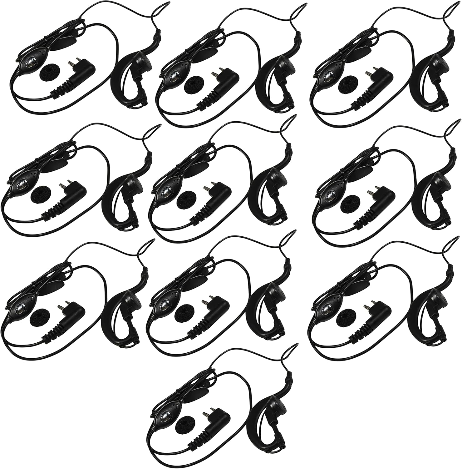 Amazon.com: HQRP 10-Pack 2 Pin External Ear Loop Hands Free with Push ...