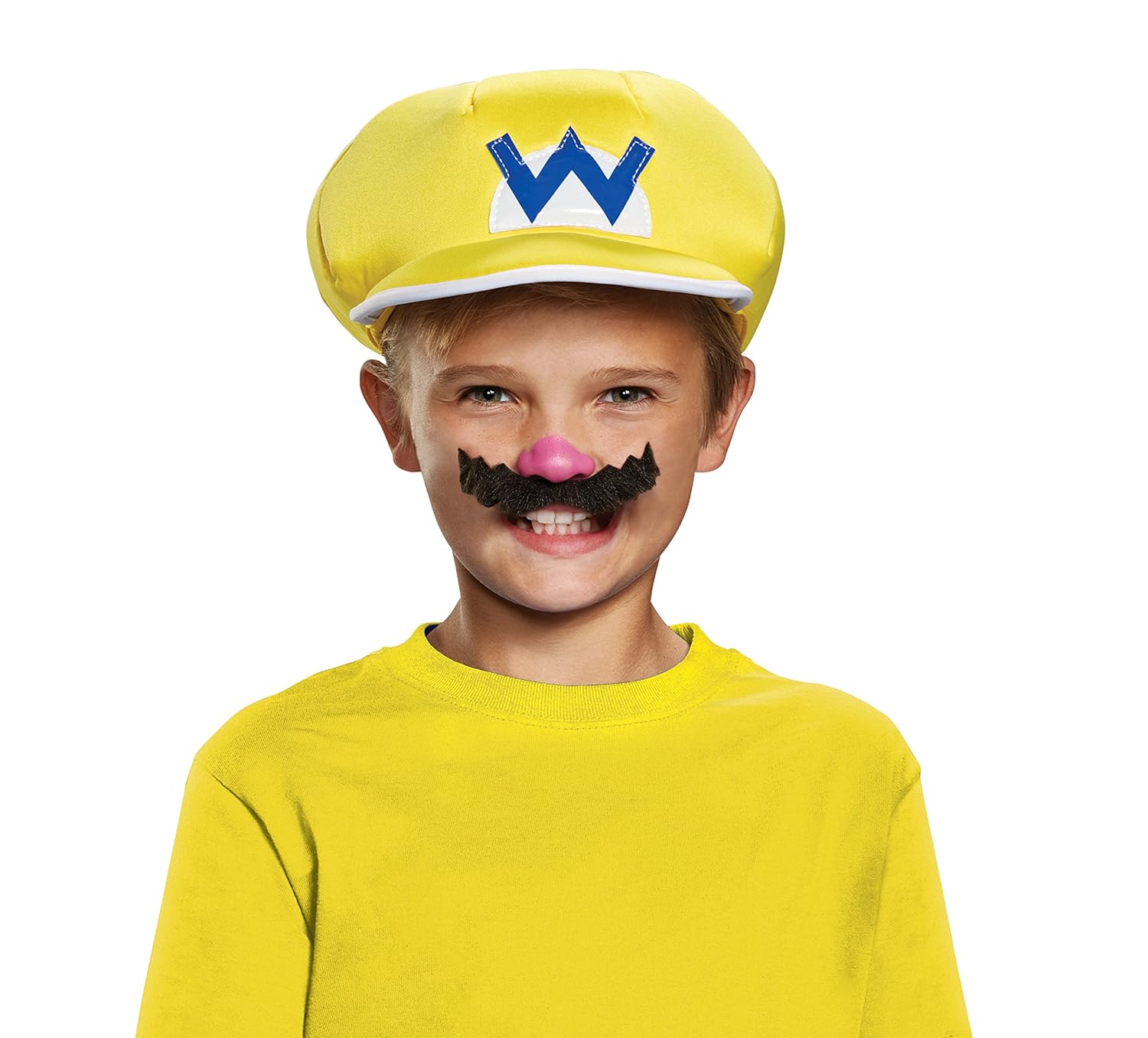 Wario Super Mario Bros. Nintendo Child Hat & Mustache, One Size Child ...