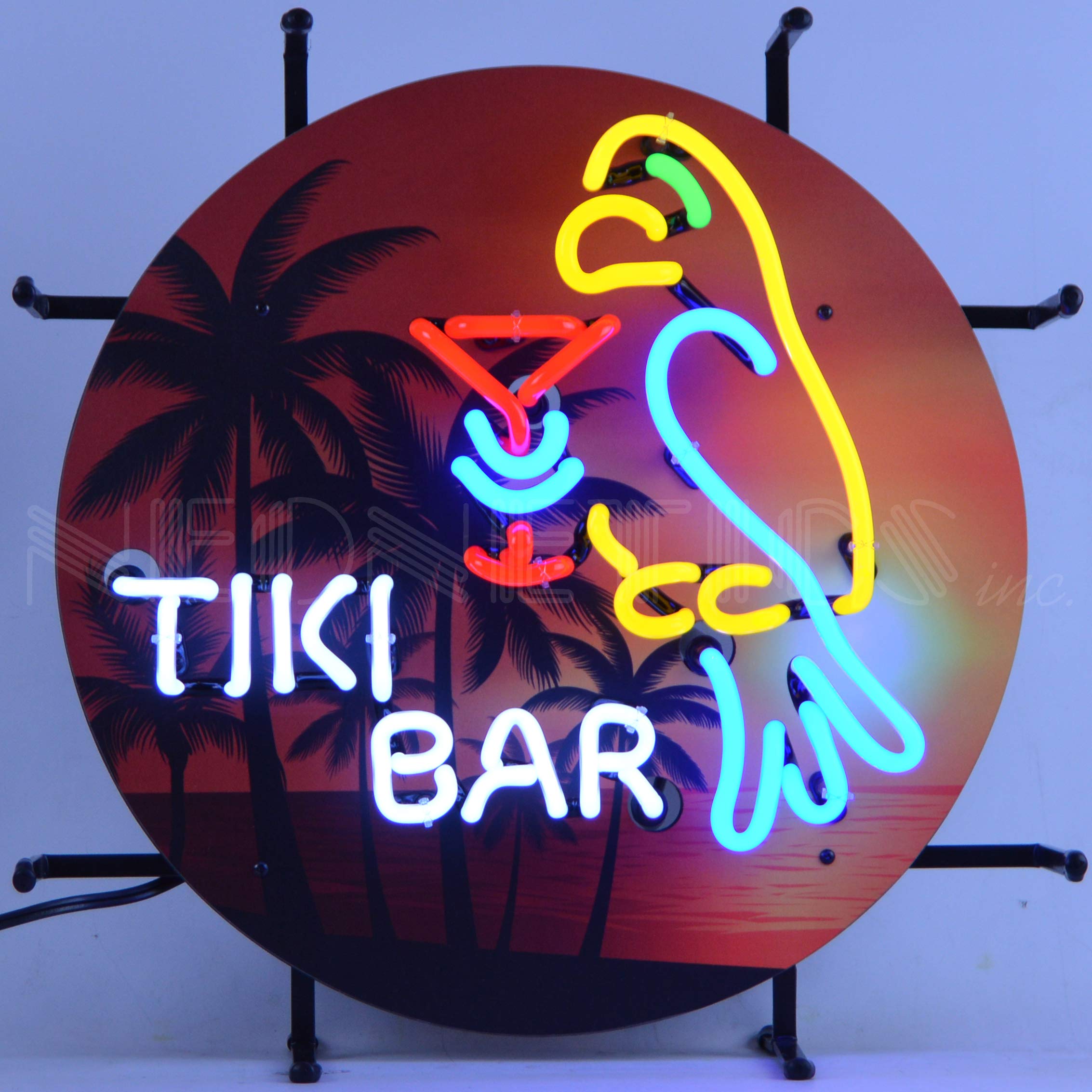 Tiki Bar Parrot Neon Sign Tropical Sunset Junior Size with Real Green ...