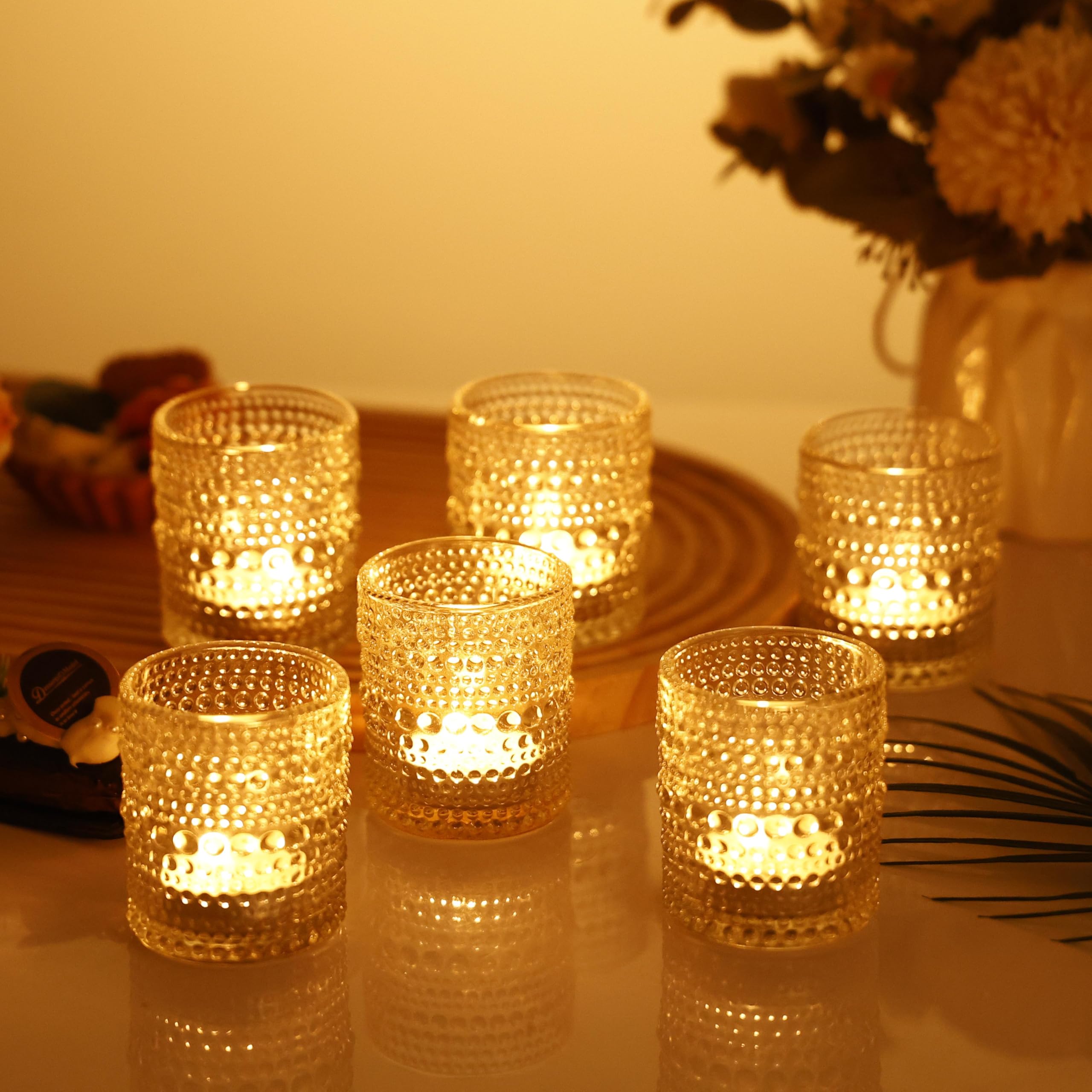 Amazon.com: Jarsoph Tea Lights Candle Holder Set of 24, Clear Glass ...