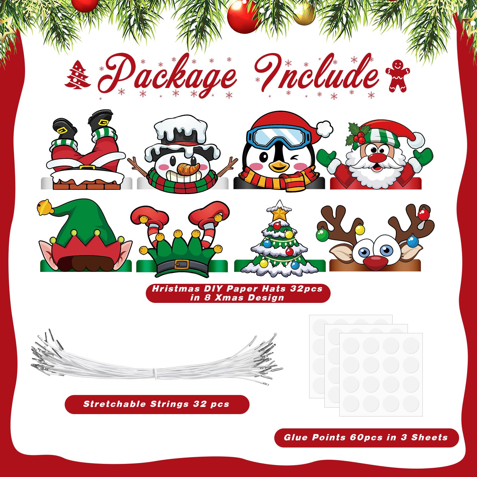 Snapklik.com : 32 Pcs Christmas Crowns Paper Party Hat Christmas ...