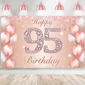 Amazon.com: Happy 95th Birthday Rose Gold Banner Cheers to 95 Years Old ...