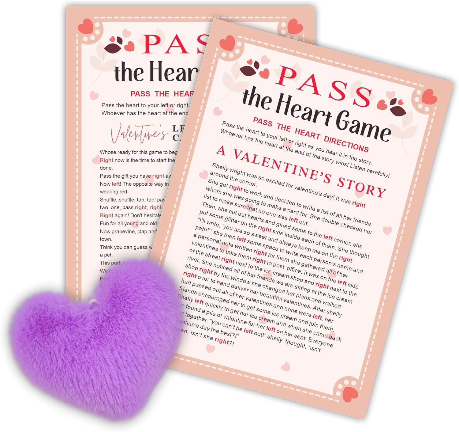 Amazon.com: NYCTUG Pass The Heart Game for Valentine's Day, 2 Left ...