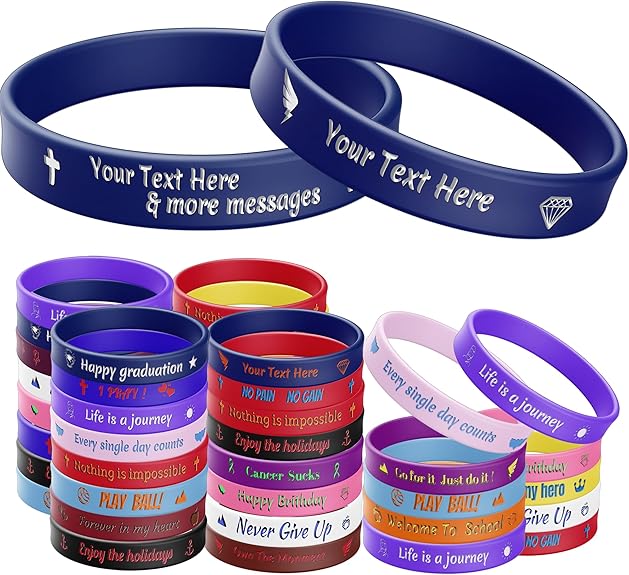 Amazon.com: Custom Silicone Wristbands - Personalized Rubber Bracelets ...