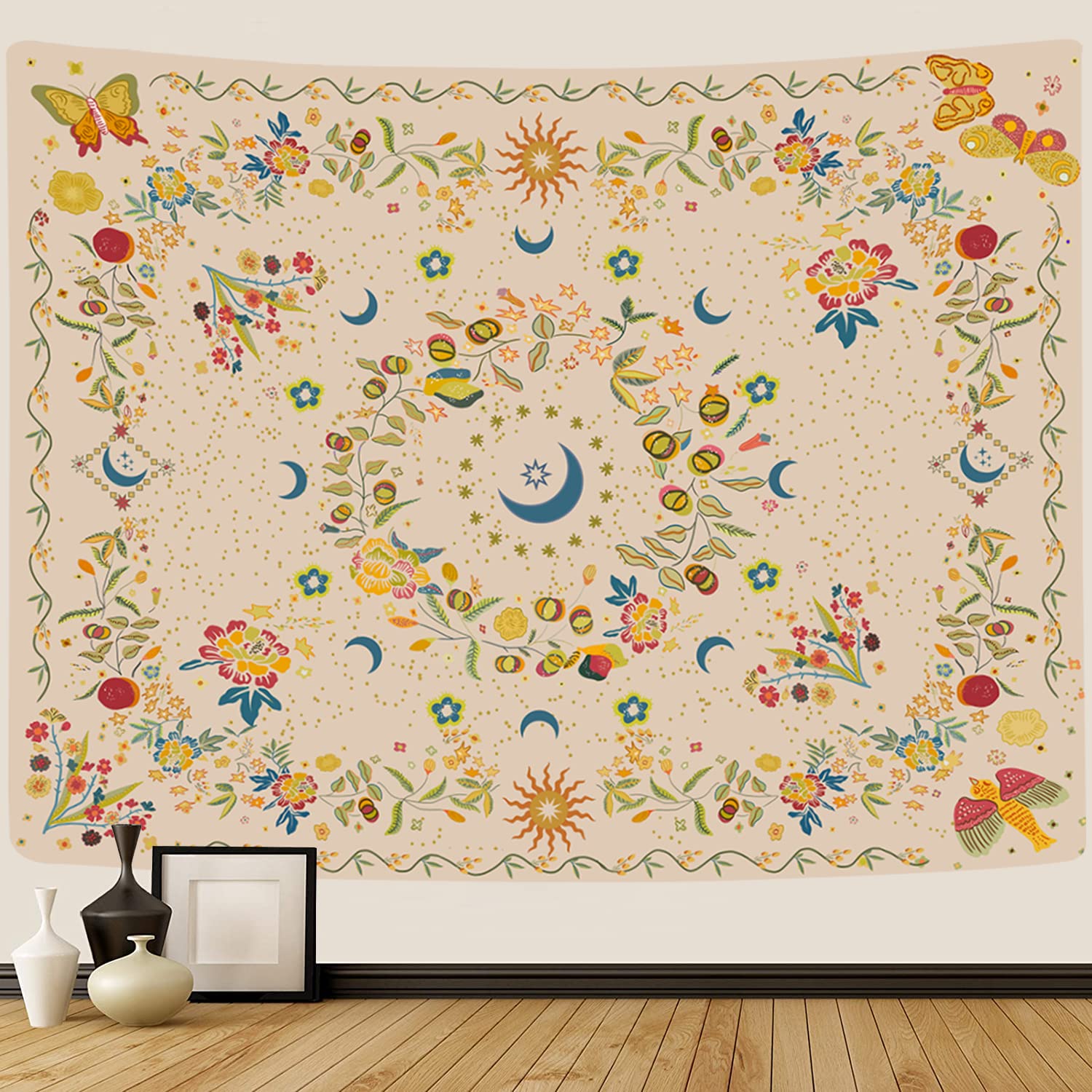 Amazon.com: TTYQXZ Wall Tapestry Bohemian - Floral Vine Tapestry Wall ...