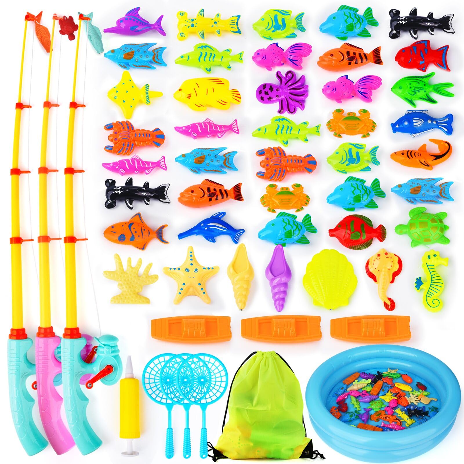 Amazon.com: FIVEDAOGANG Magnetic Fishing Game 45 PC Ocean Sea Floating ...