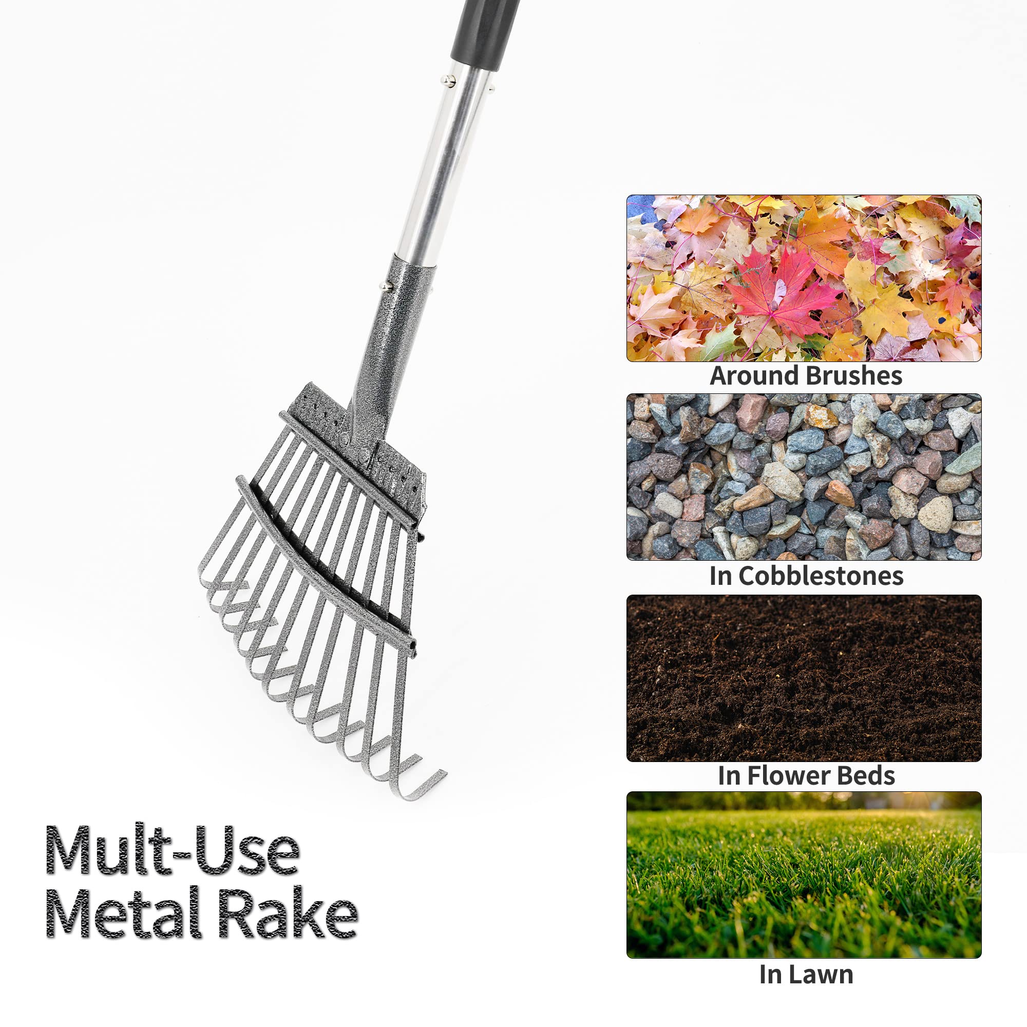 Snapklik.com : TONAHUTU 72 Inch Long Garden Leaf Rake, 8.5" Wide Small ...
