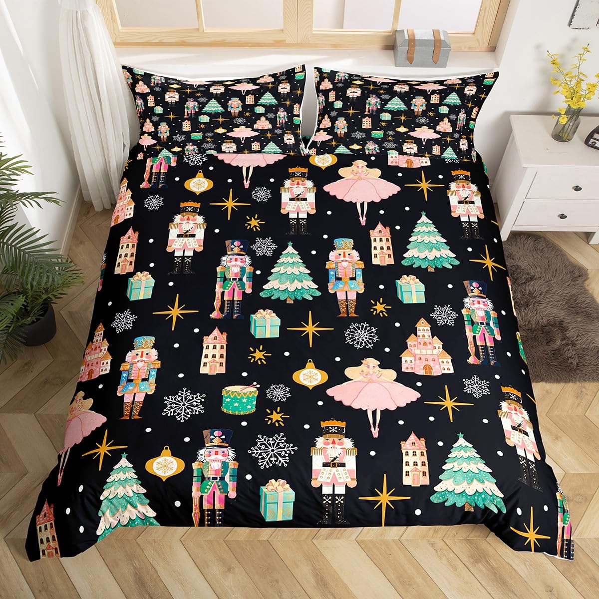 Amazon.com: Erosebridal Black Christmas Full Duvet Cover,Nutcracker ...