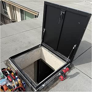 Custom Black Metal Roof Hatch Access Door - Waterproof Drop Down Loft ...