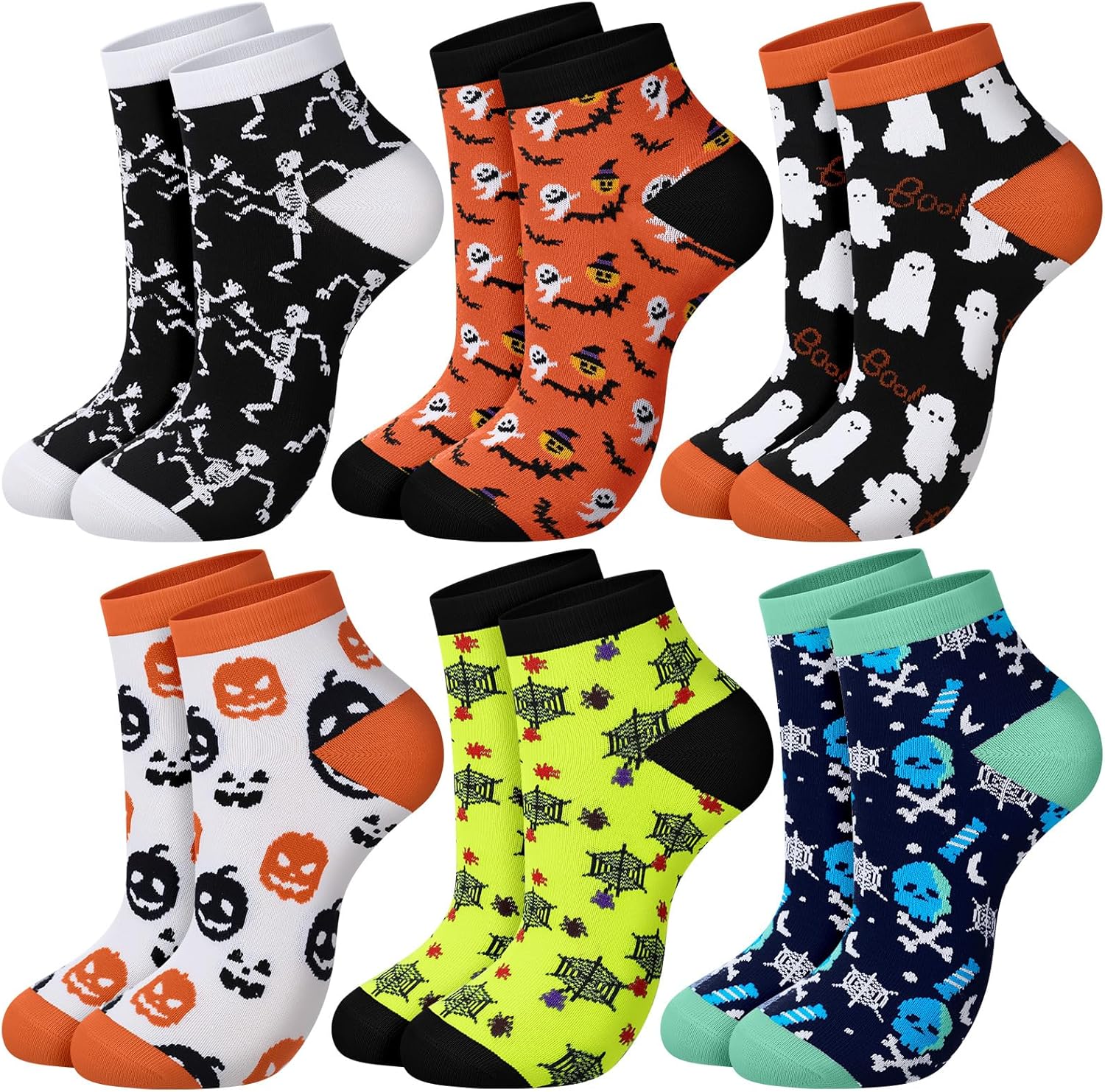 Amazon.com: Jeere 6 Pairs Halloween Ankle Socks for Women Novelty Funny ...