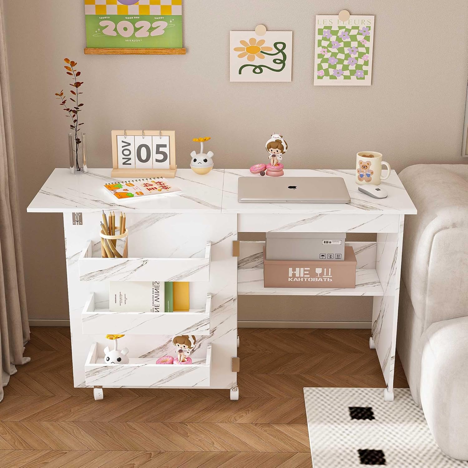 Amazon.com: Mdhitsox 4-in-1 Folding Sewing Table with Lockable Wheels ...