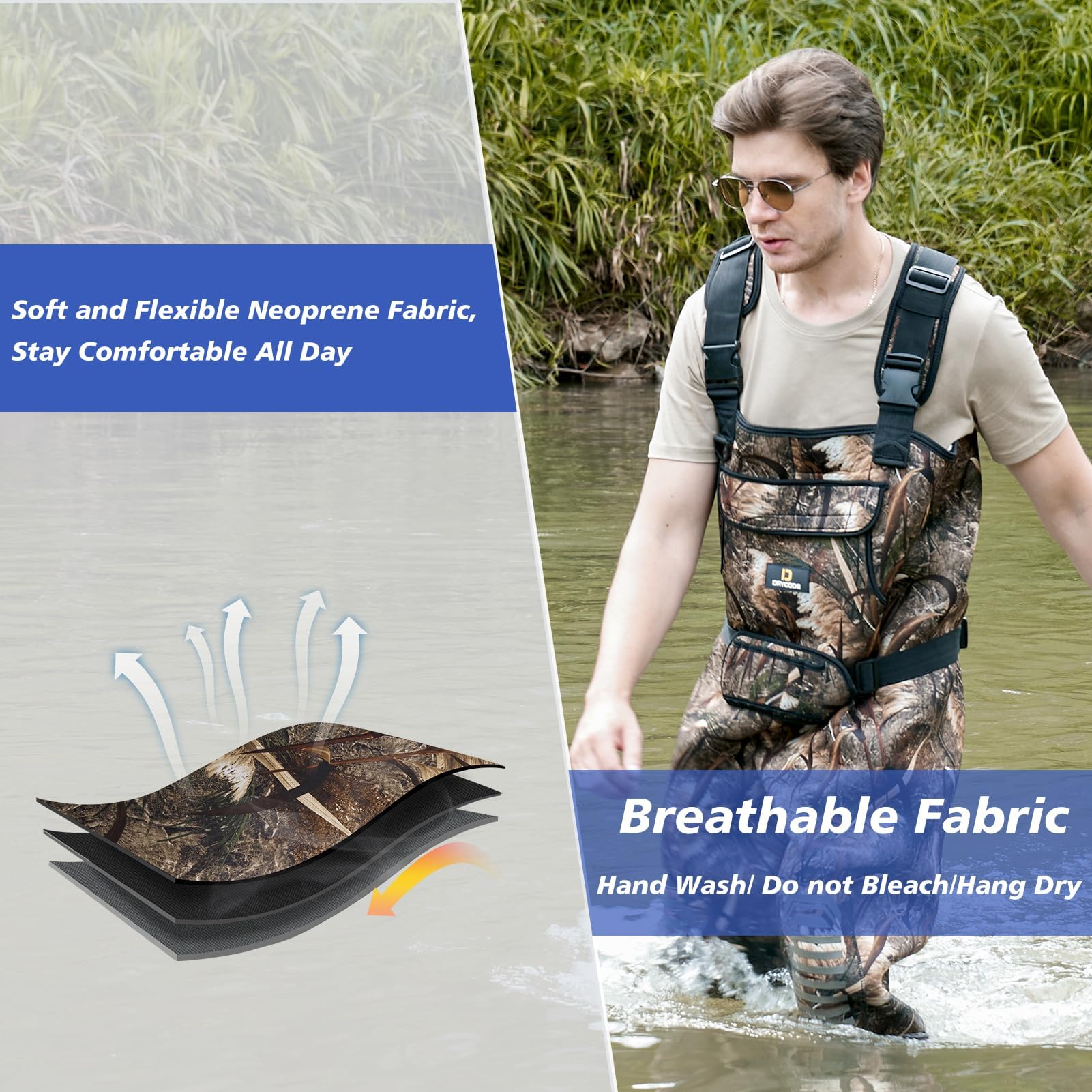 DRYCODE Fishing Waders for Men, Chest Waders for Women with Boots Waterproof, Neoprene Waders ...