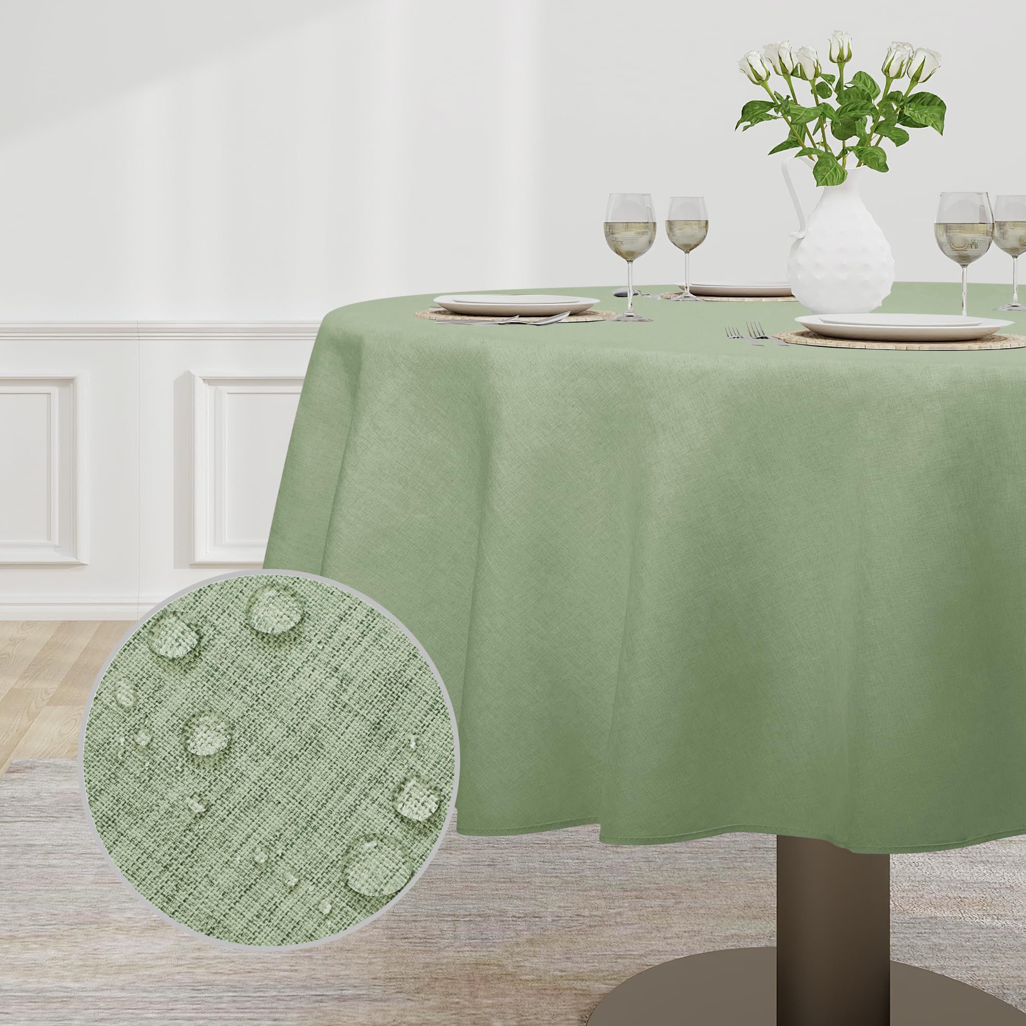 Amazon.com: Easy-Going Faux Linen Waterproof Spill-Proof Tablecloth ...
