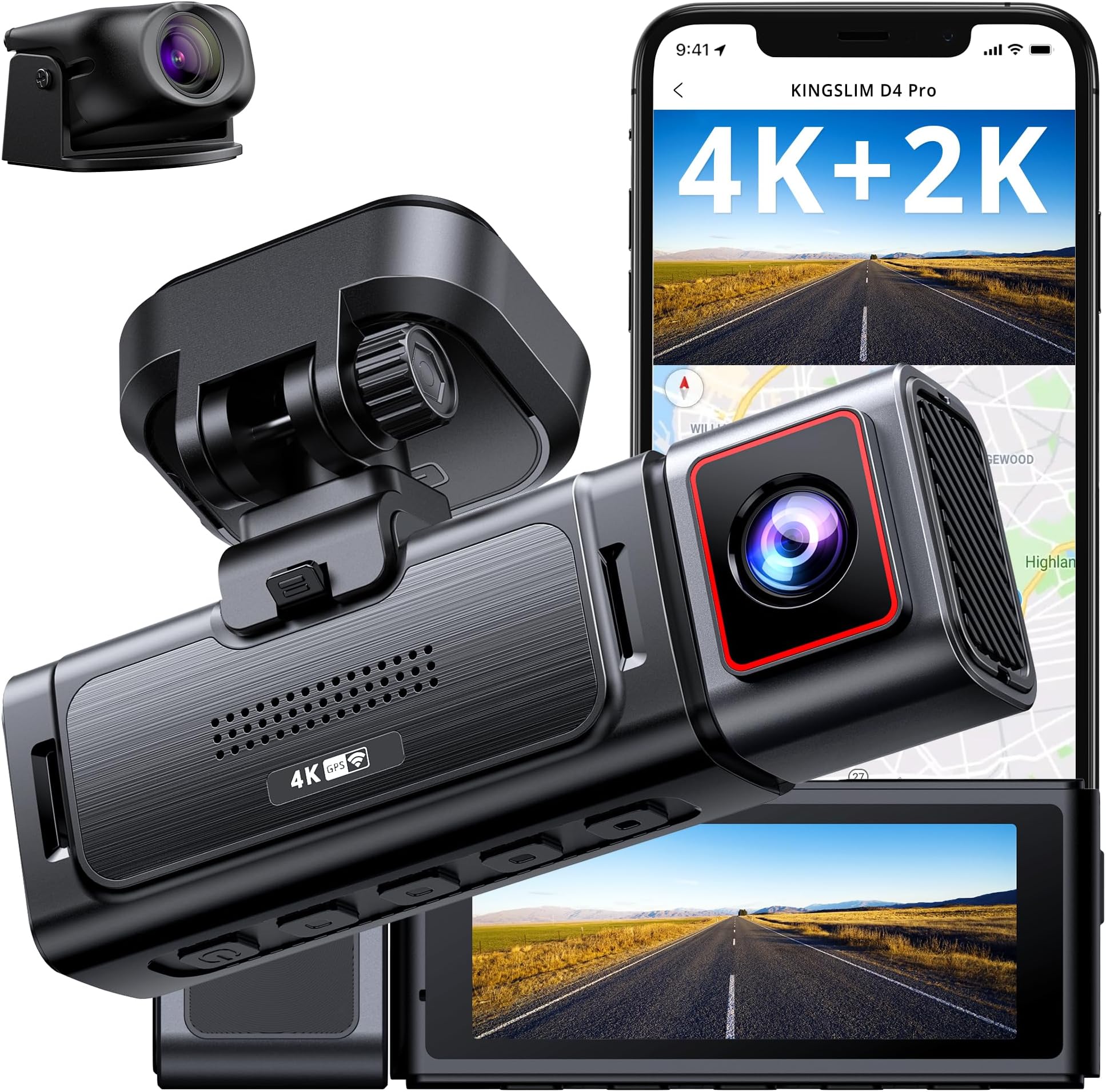 Amazon.com: Kingslim Dash Cam Front and Rear 2K+1080P, Mini WiFi Dash ...