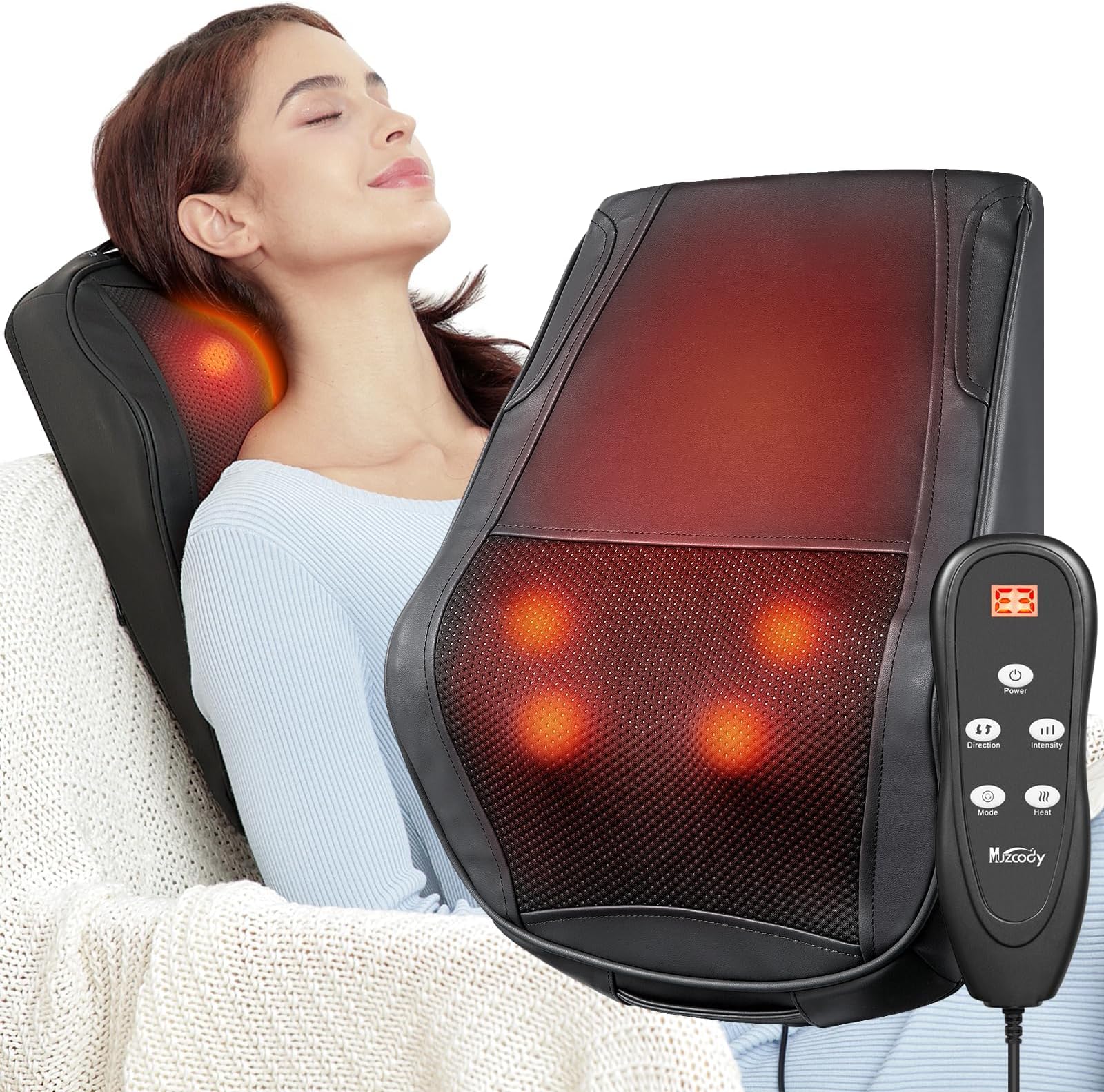 Amazon.com: Muzcody Back Massager with Heat, Shiatsu Neck & Back ...