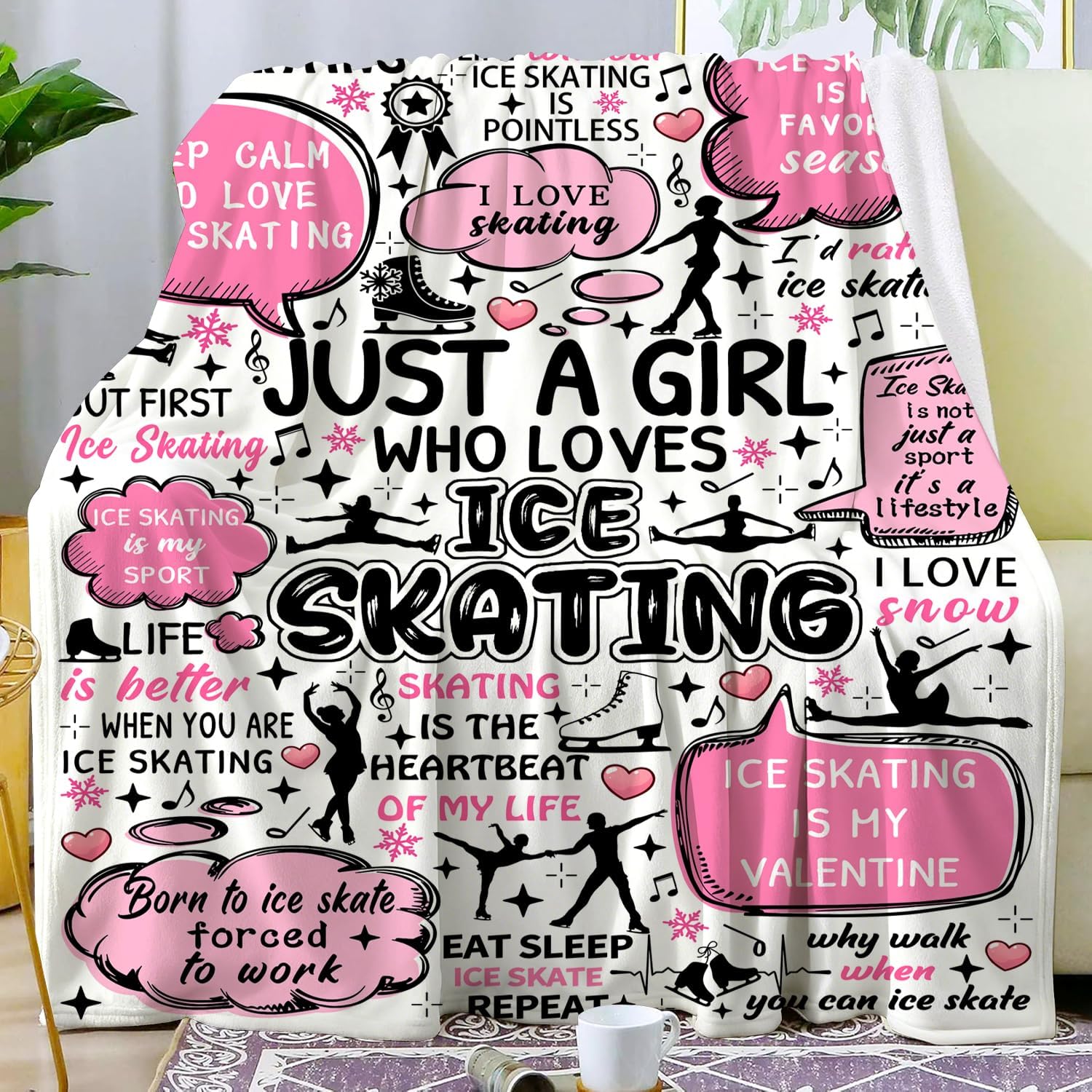 Amazon.com: SWEBUTO Ice Skating Blanket Gifts for Girls Women Flannel ...