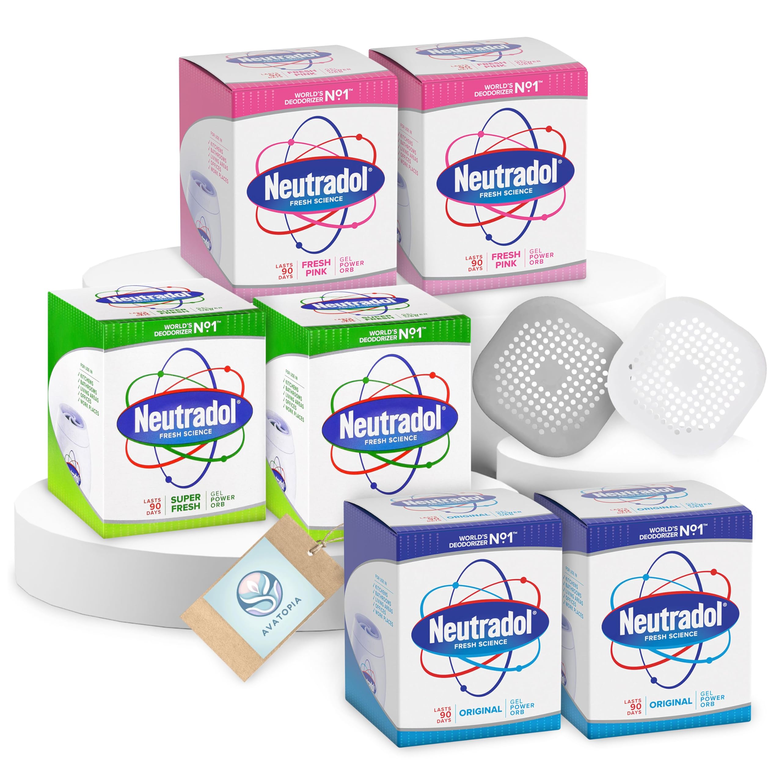 Neutradol Gel Power Orbs 6-Pack & 2 Silicone Drain Protectors, Strong ...