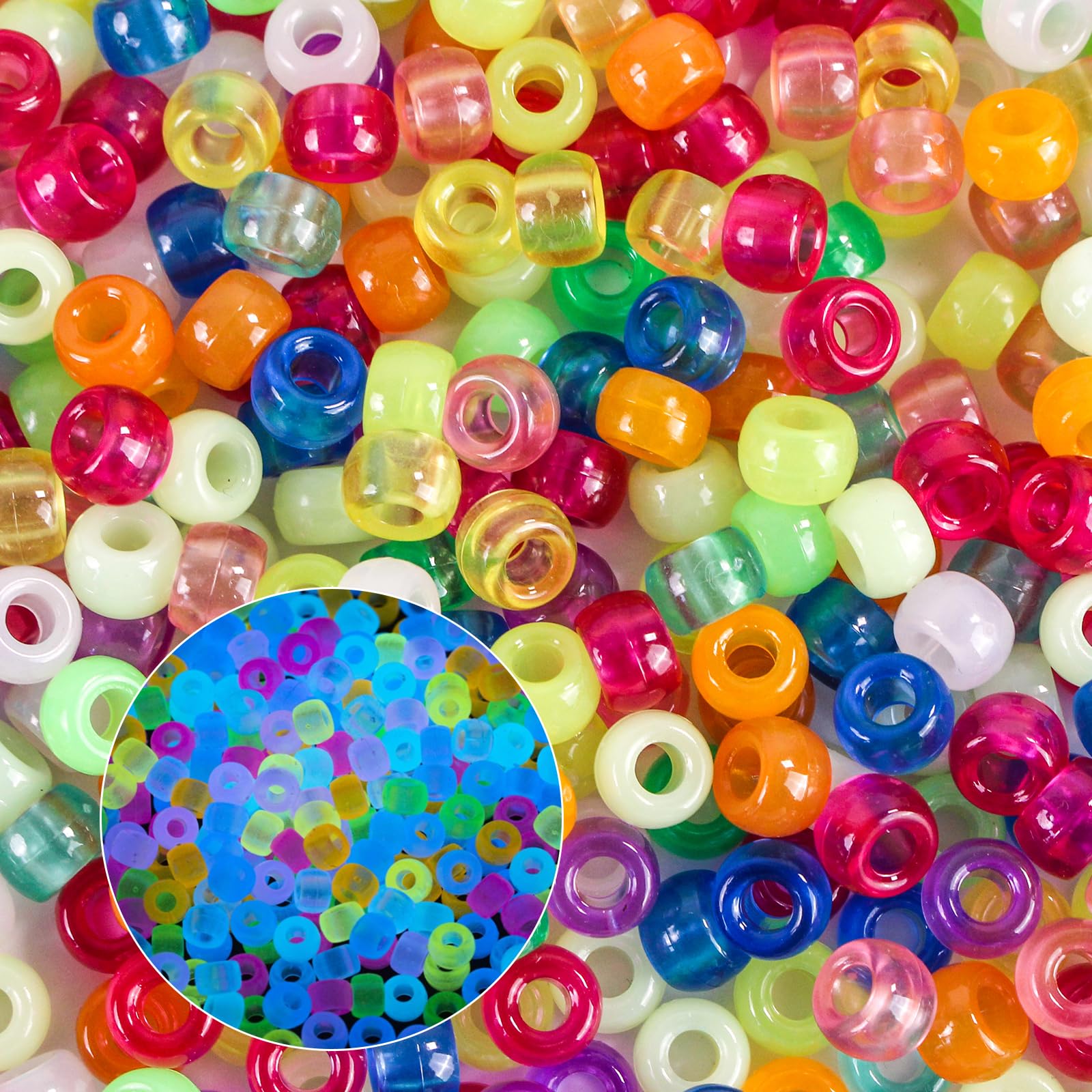 Amazon.com: 2000 PCS Pony Beads Glow in The Dark, Multi-Colored UV ...