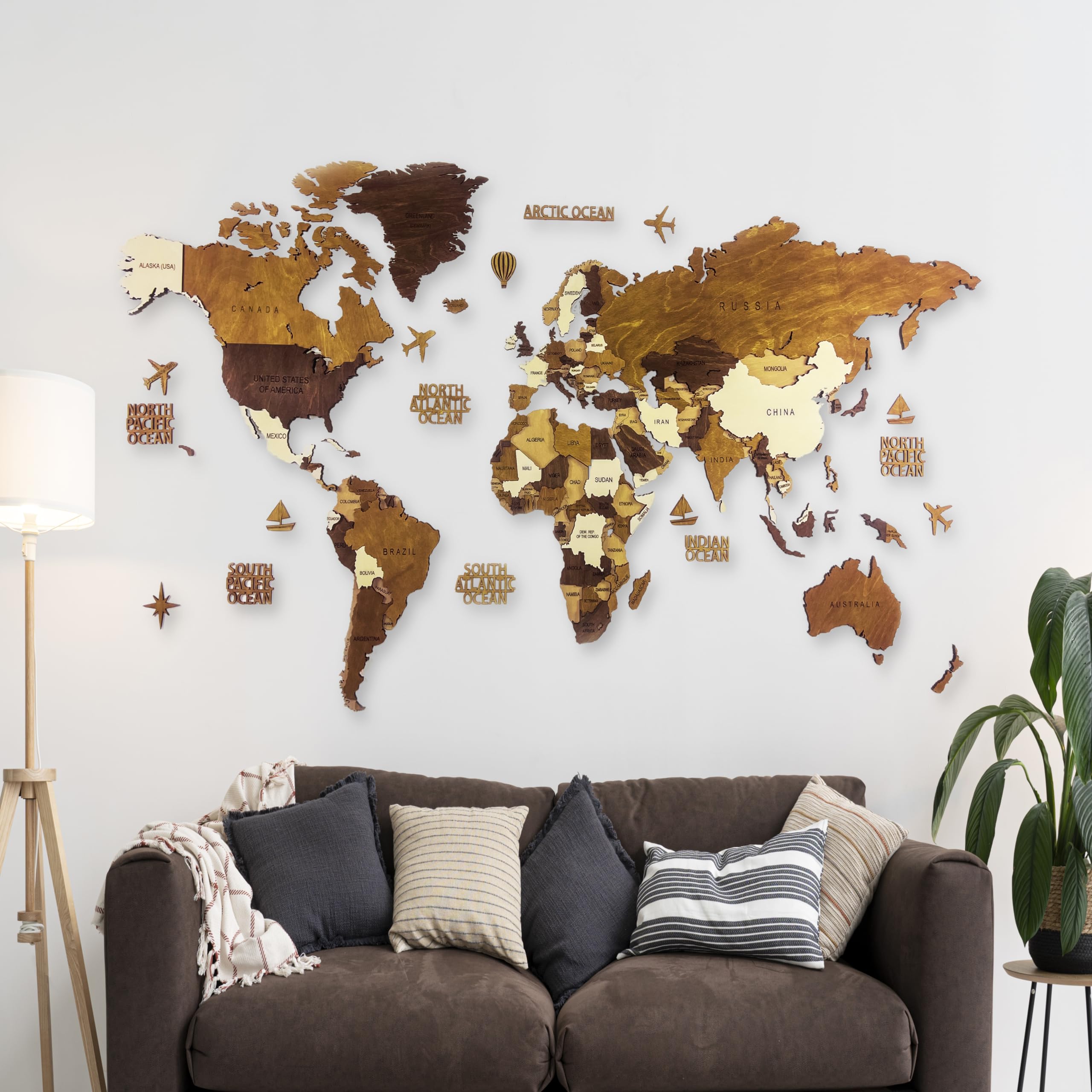 Wooden World Map Wood Map Wall Art Decor Map World | Desertcart GB