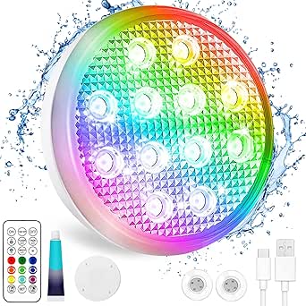 TEPENAR Rechargeable Submersible Pool Lights - 3.7" Waterproof ...