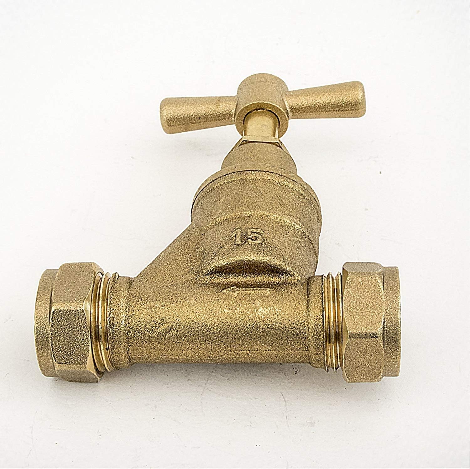 15mm Brass Compression Mains CxC Copper Tube Stop Tap EN1213 : Amazon ...