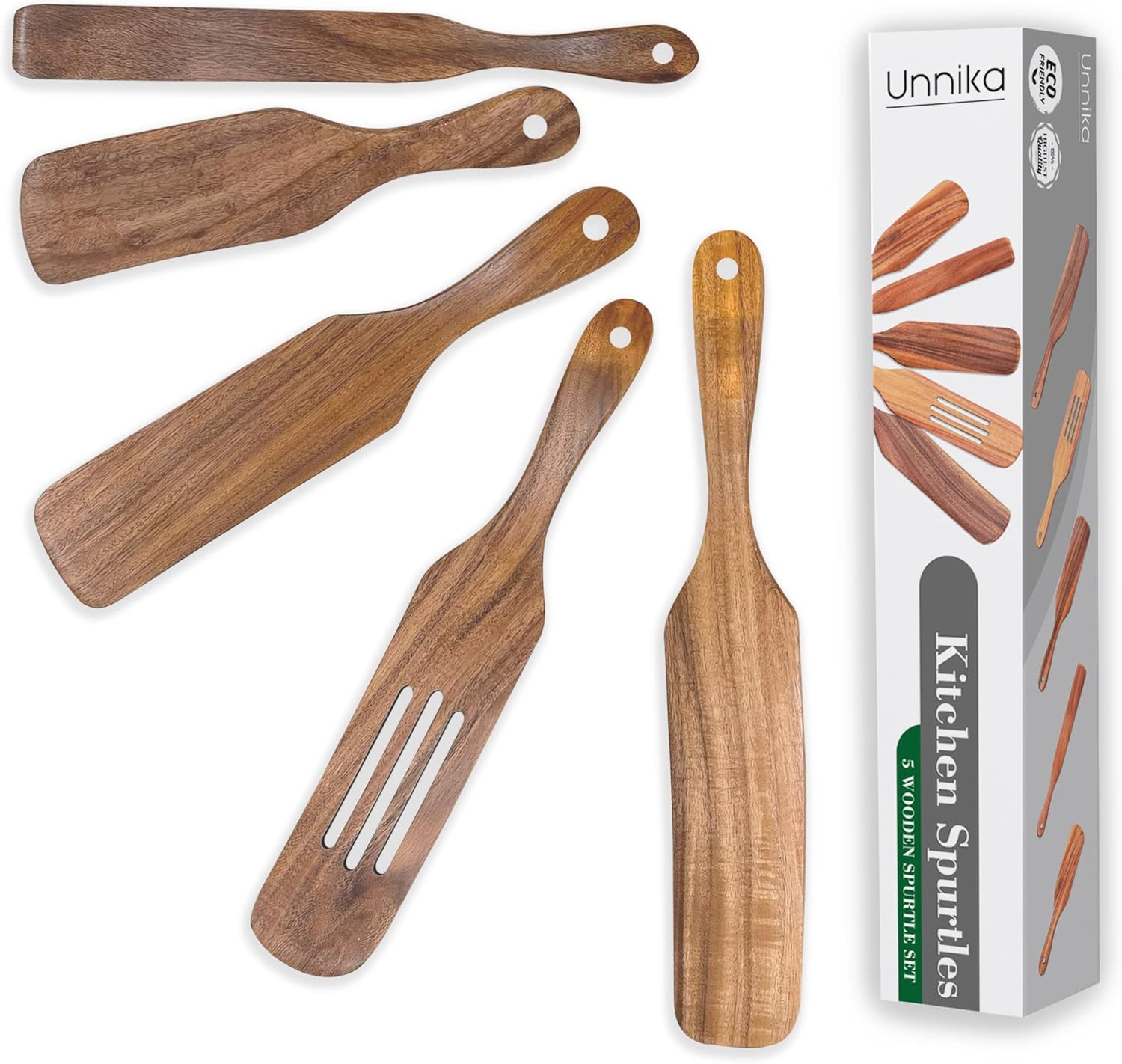 Amazon.com: 5-Piece Wooden Cooking Utensil Set, Spurtle Porridge ...