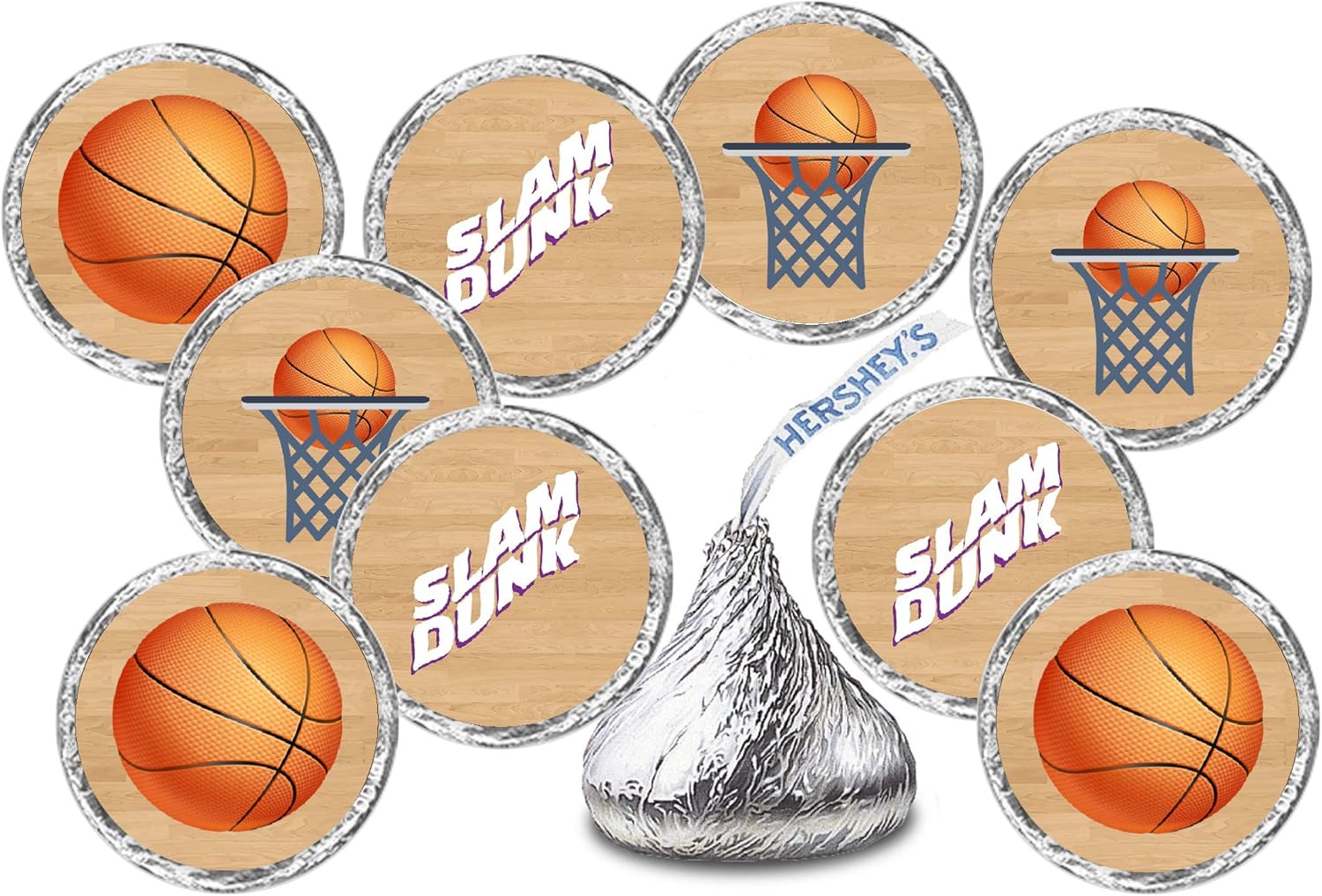 Amazon.com: 216 Sports Basketball Kisses Stickers, Kisses Stickers for ...