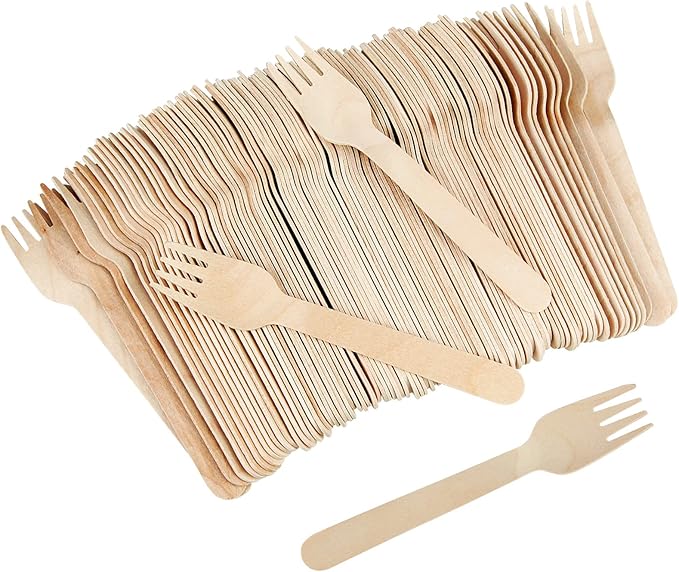 Amazon.com: 200 Pack Disposable Wooden Forks - 6.2" Length Compostable ...