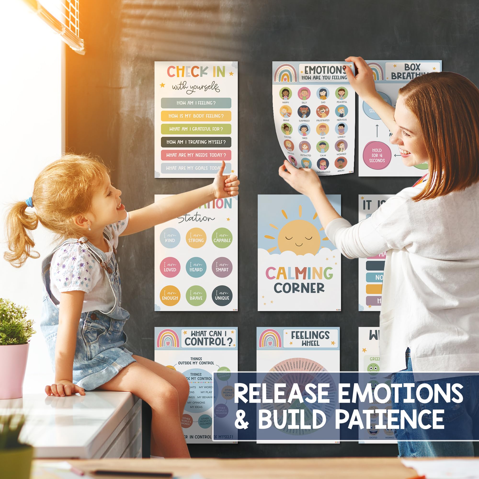 Snapklik.com : 12 Boho Calming Corner Classroom Posters - Feelings ...