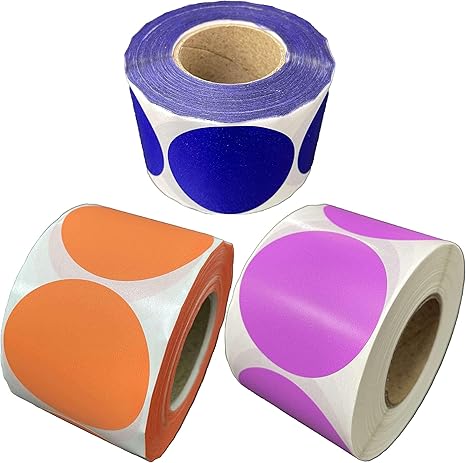 Amazon.com : Blue Orange Purple 1500 Labels, 2 Inch Round Color Code ...