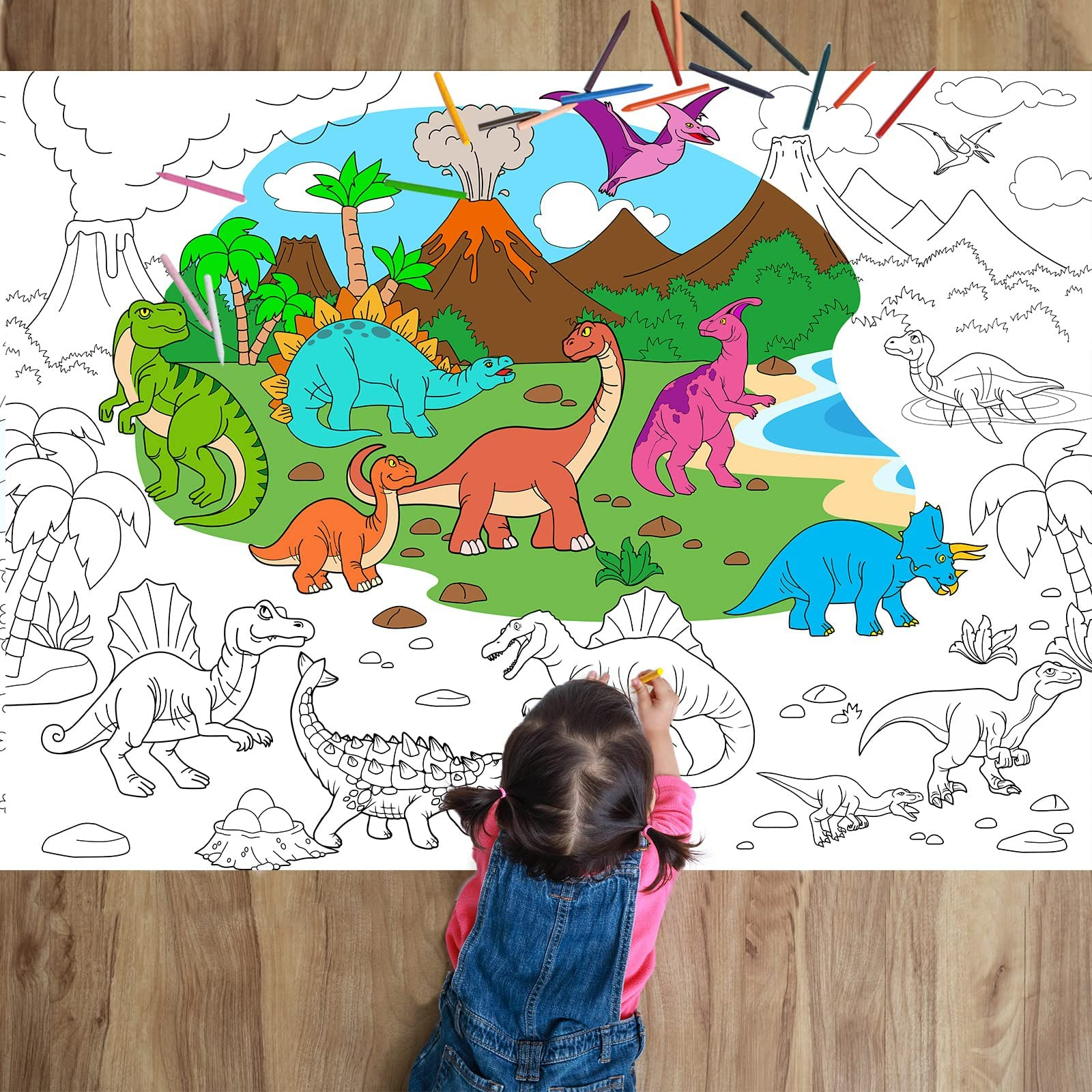 Snapklik.com : Dinosaur Giant Coloring Poster For Kids Large Coloring ...