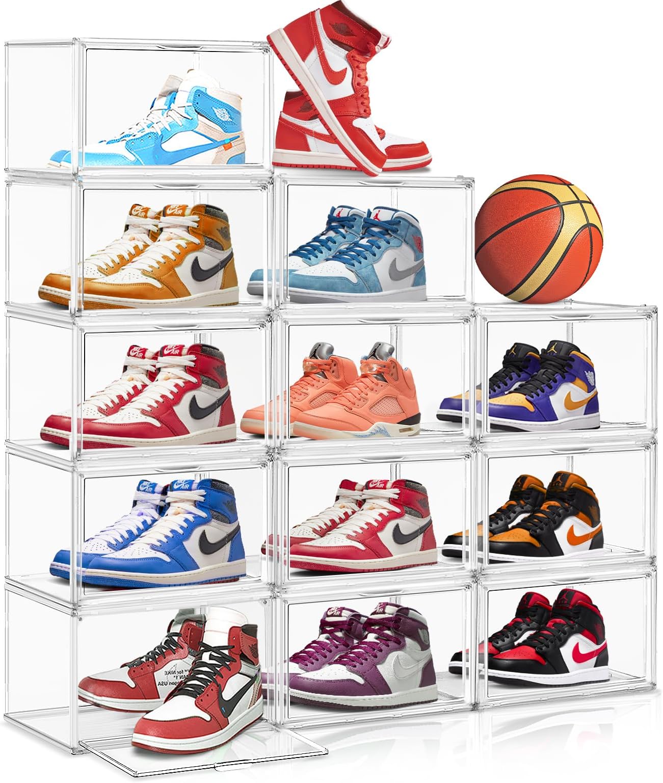 Amazon.com: EDS FAM 10 Pack Shoe Storage Box Clear Plastic Stackable ...