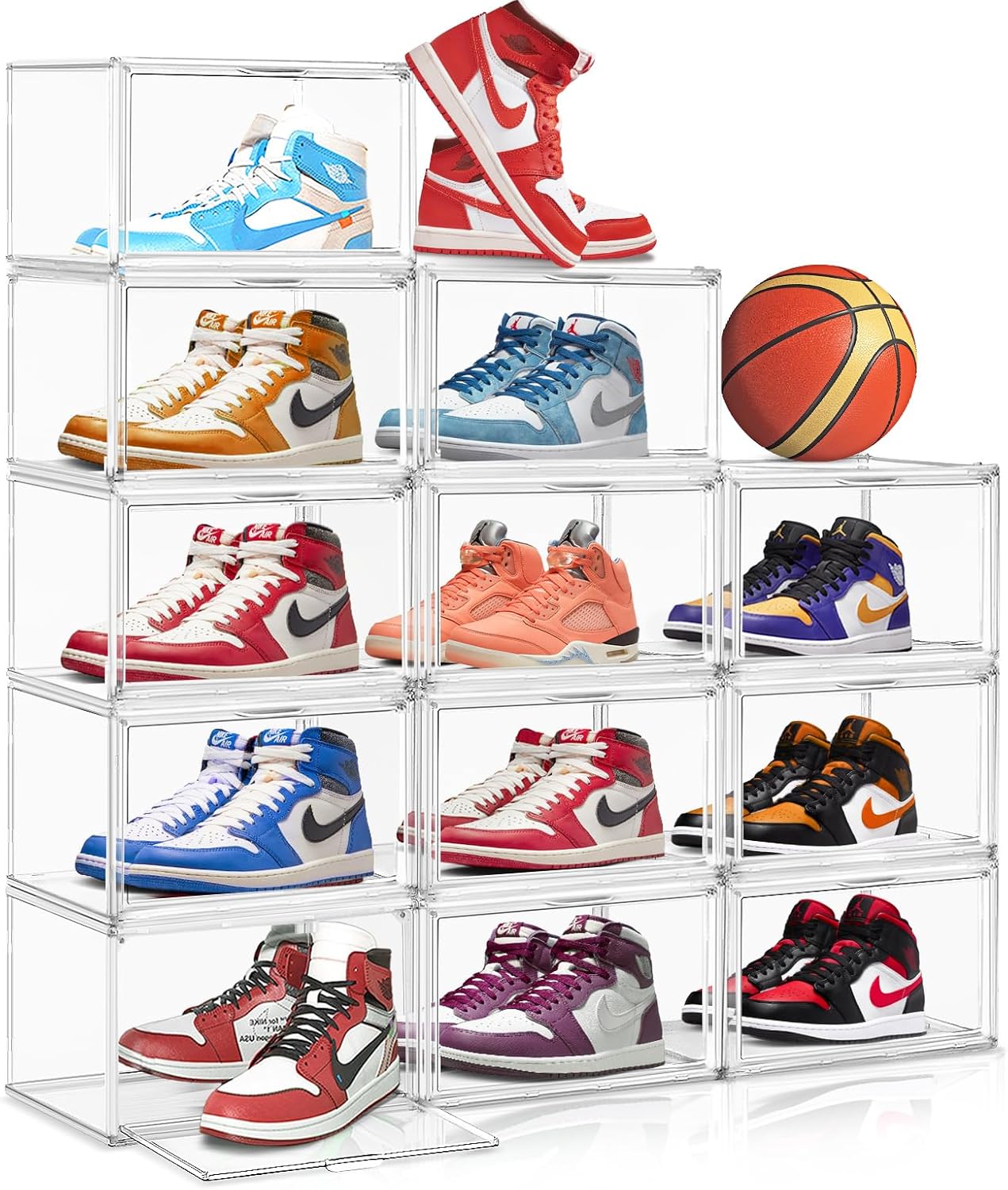 Amazon.com: EDS FAM 10 Pack Shoe Storage Box Clear Plastic Crates ...