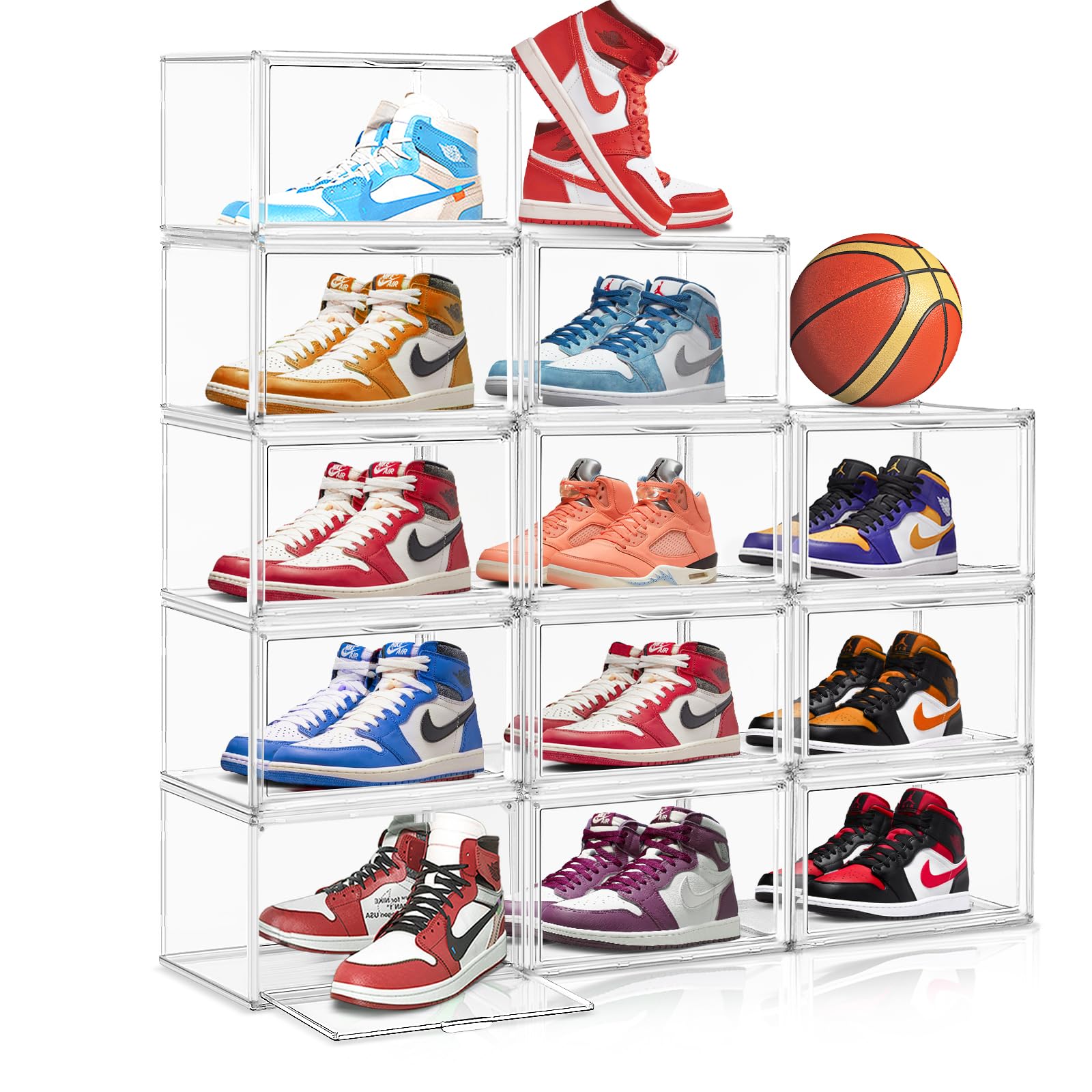 Amazon.com: EDS FAM 10 Pack Shoe Storage Box Clear Plastic Stackable Acrylic Display Case with ...