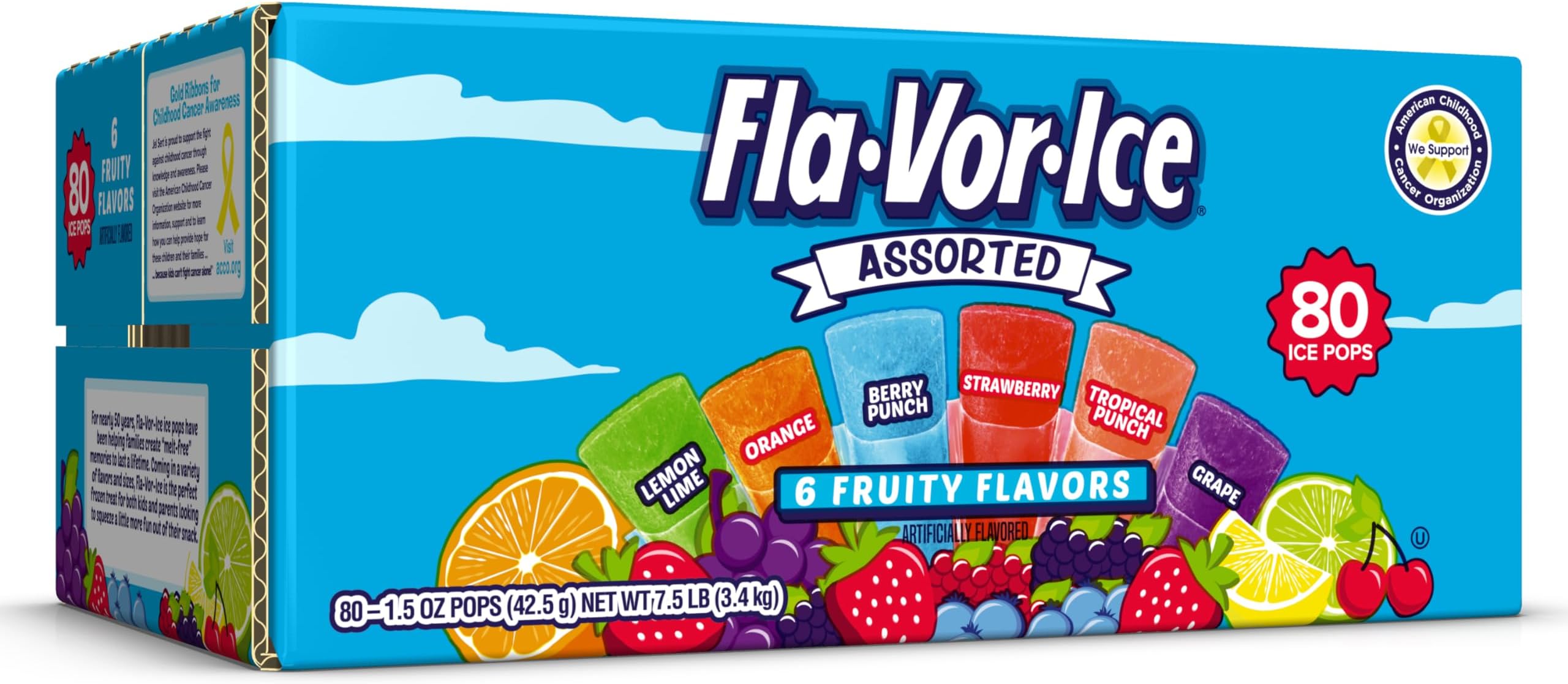 Amazon.com: Fla-Vor-Ice Popsicle Variety Pack of 1.5 Oz Freezer Bars ...