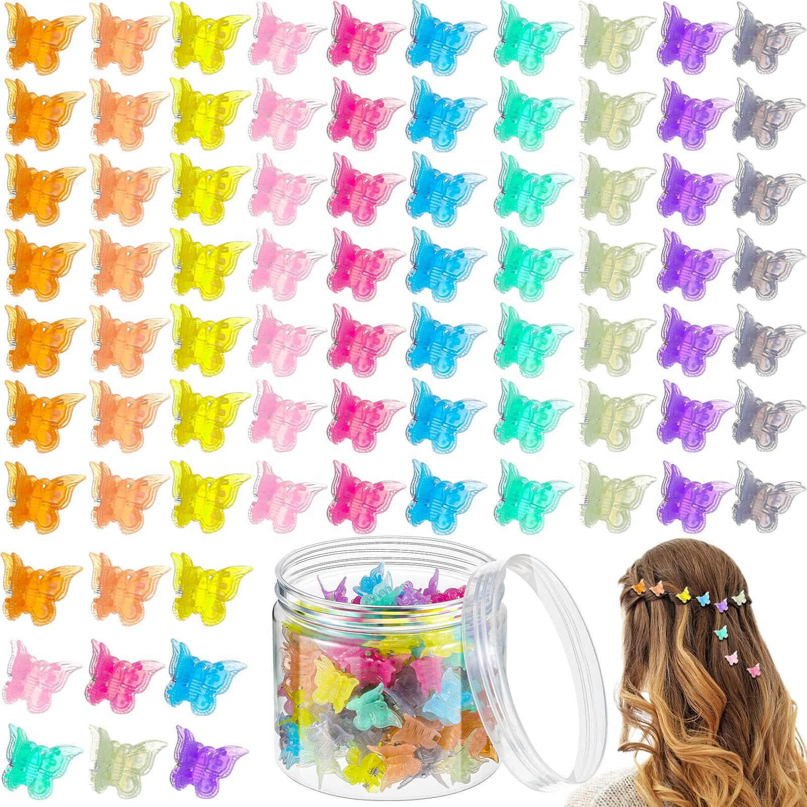 Amazon.com : 100 Pieces Assorted Color Butterfly Hair Clips, Beautiful ...