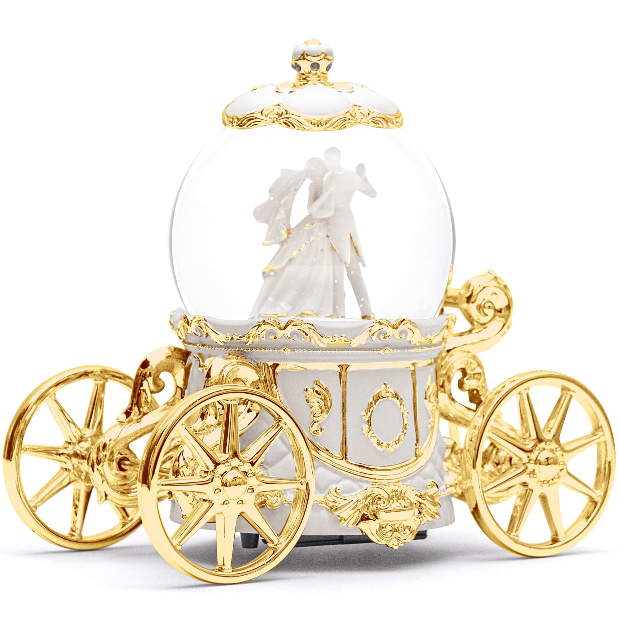 Amazon.com: Luxury Gold Cinderella Carriage Snow Globe, Rotating Bride ...