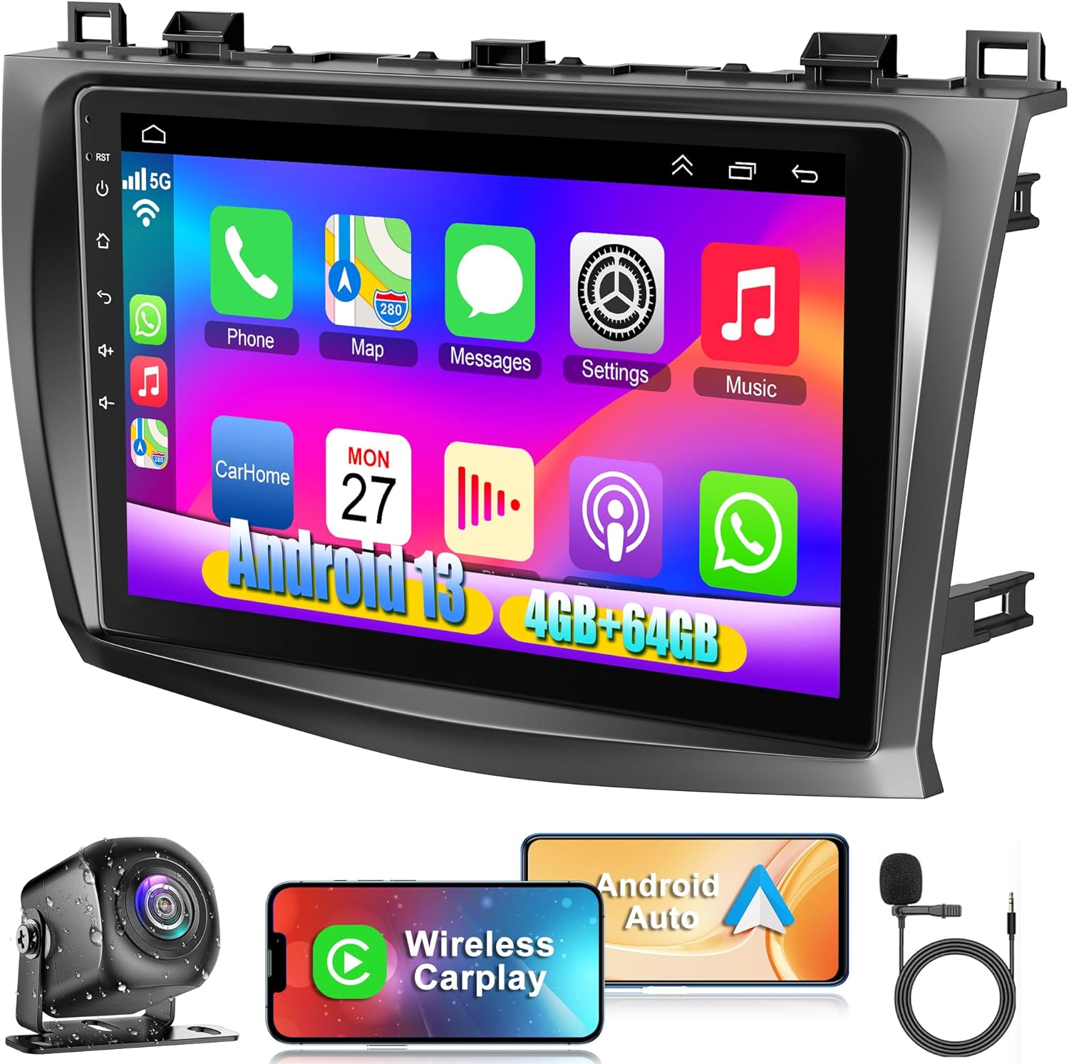 Amazon.com: 4G+64G Android 13 Car Radio for 2010 2011 2012 2013 Mazda 3 ...