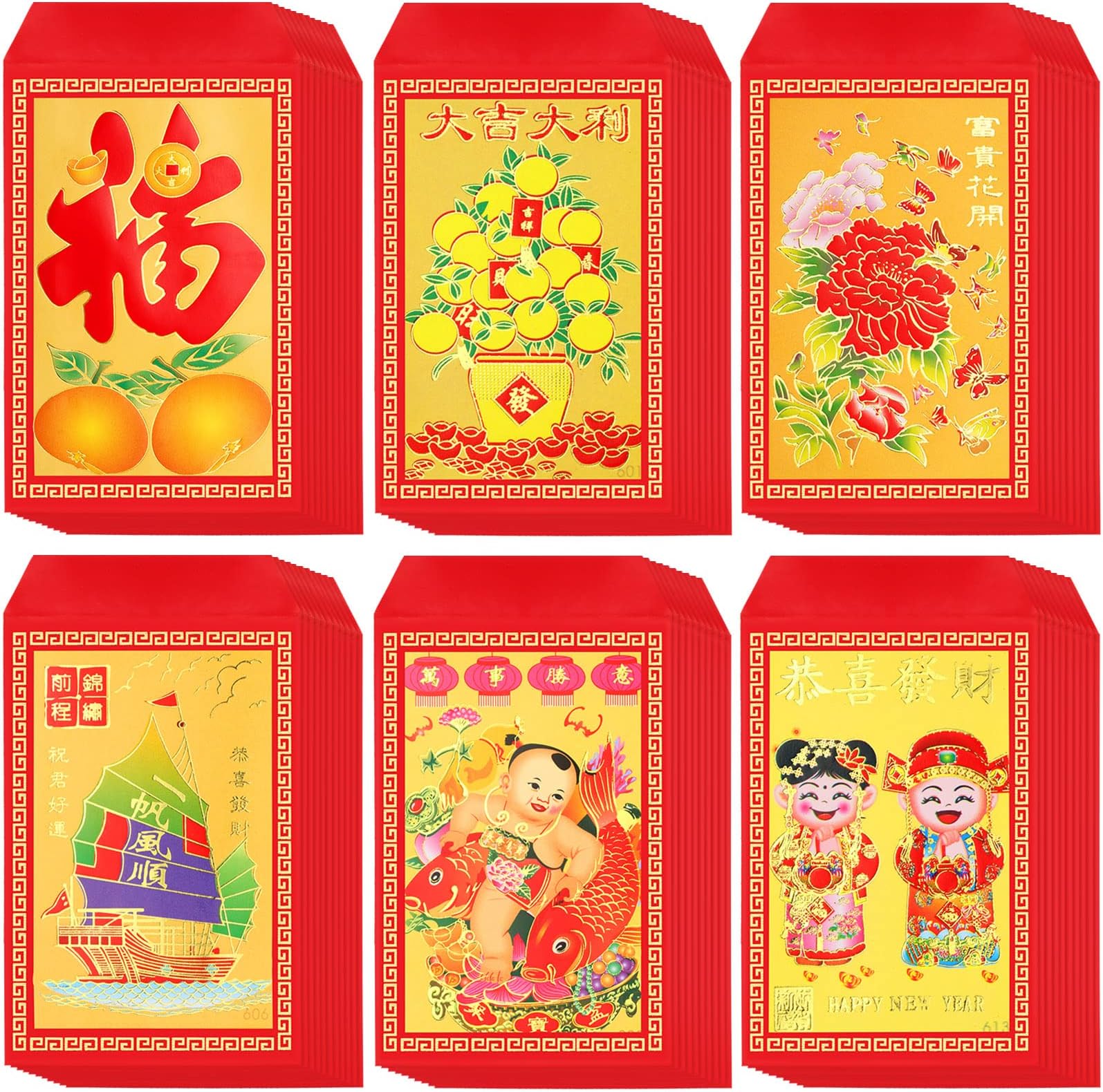 Amazon.com : 50 Pieces Chinese New Year Red Envelopes Hong bao 2023 ...