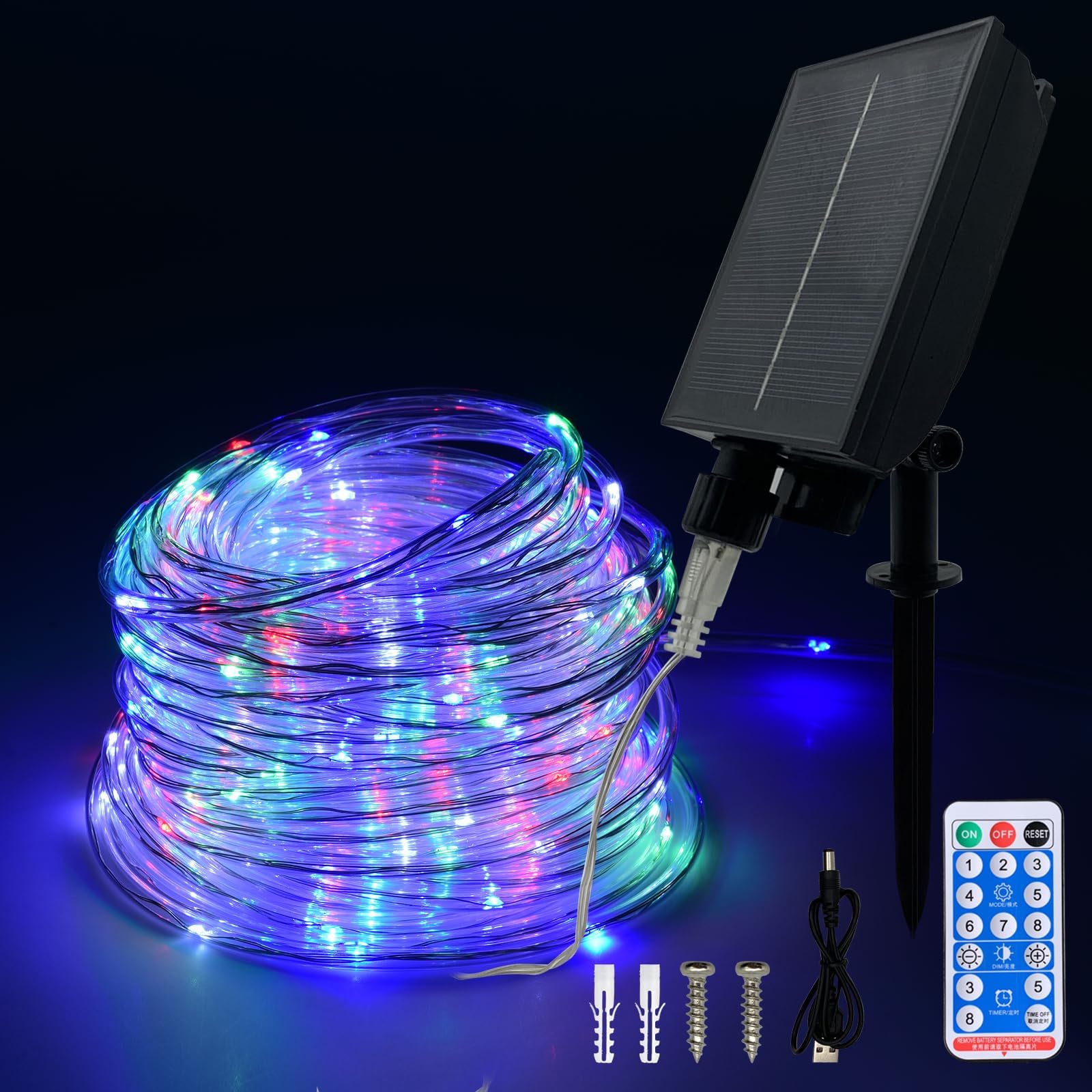 calflux Solar Lichtschlauch Außen,20m Wasserfest LED Lichterkette ...