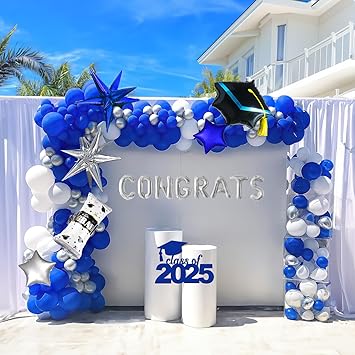 Amazon.com: Royal blue Themed Graduation Balloon Garland Arch Kit with ...