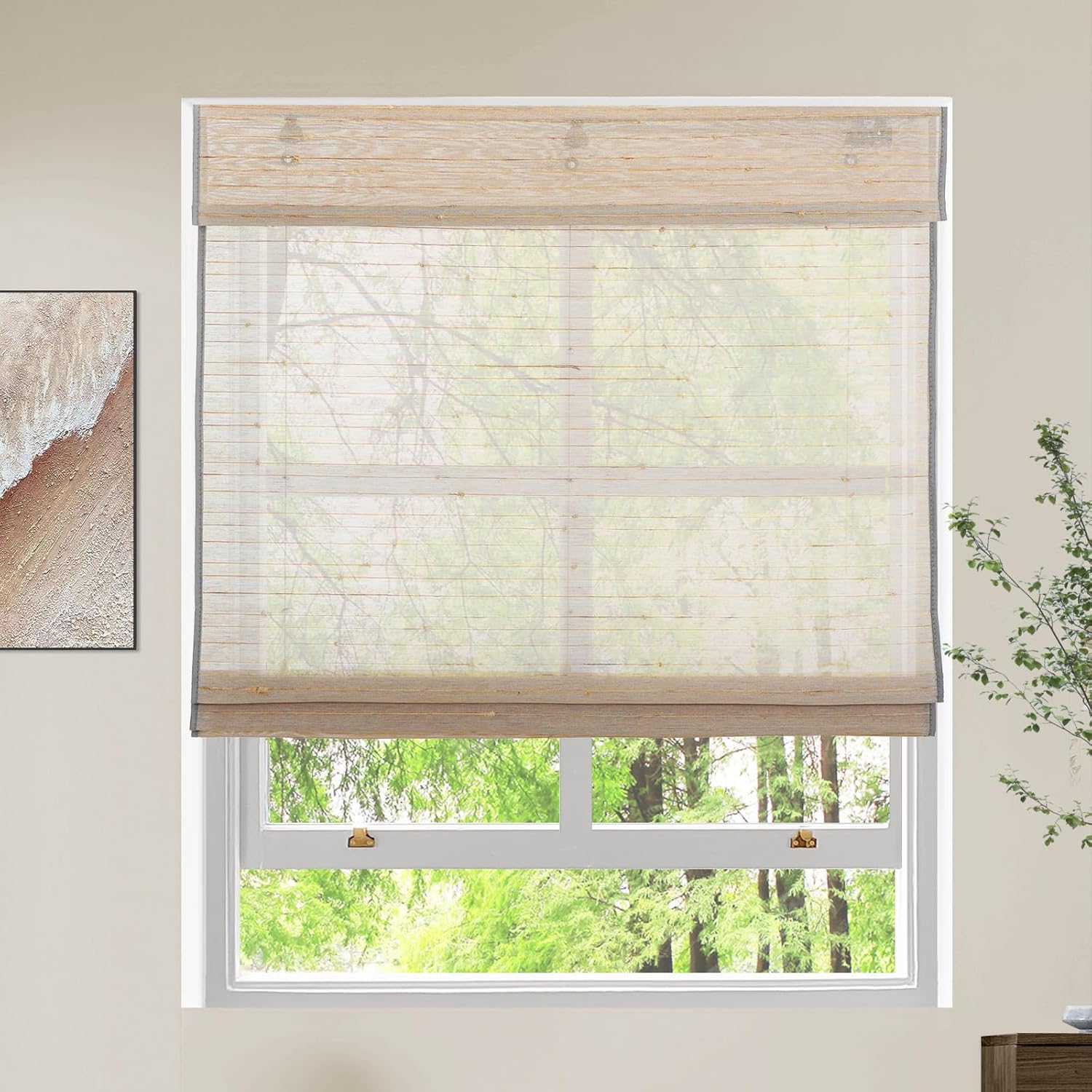 Amazon.com: Cordless Linen Roman Shades Blinds,Sheer Light Filtering ...