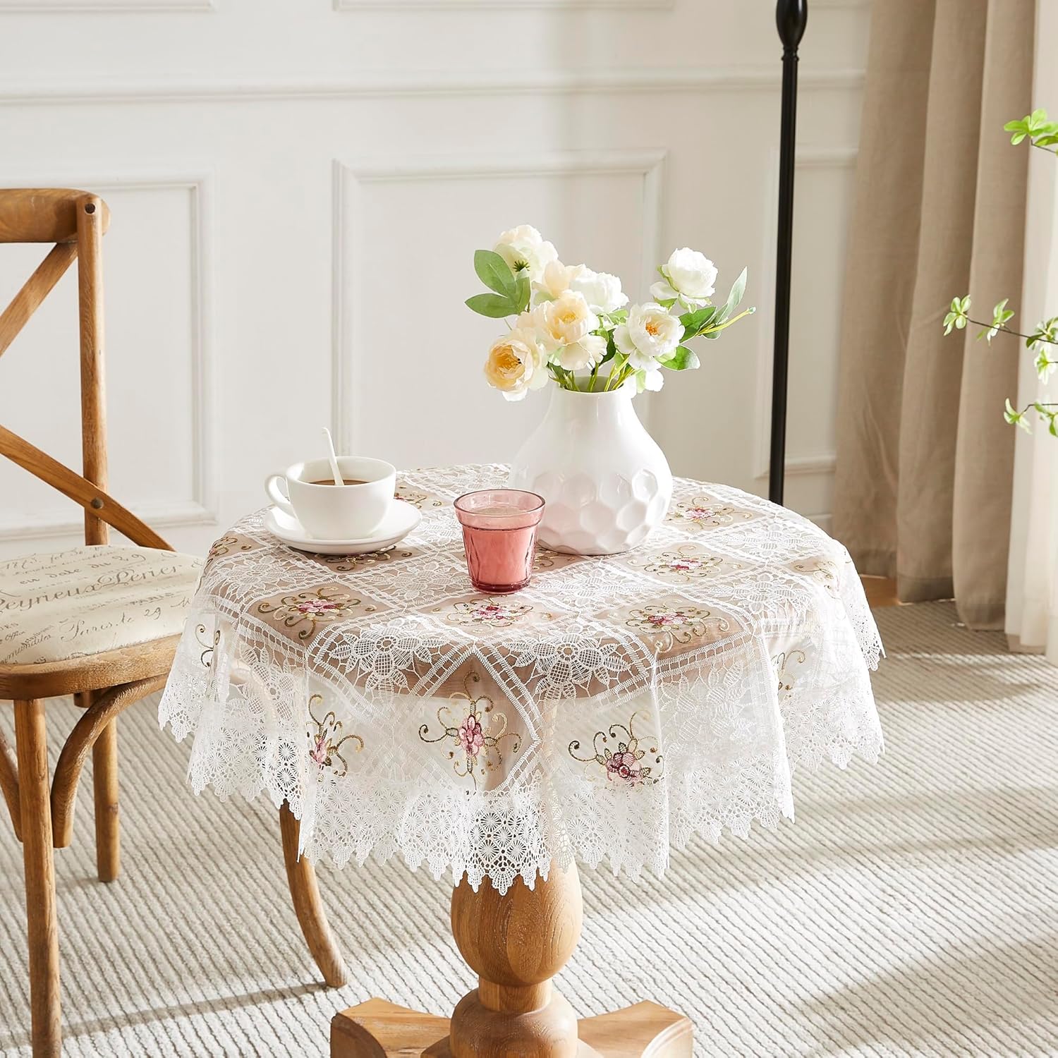 Warm Home Designs 36 Inch Round Tablecloth. Use Small White Tablecloth ...