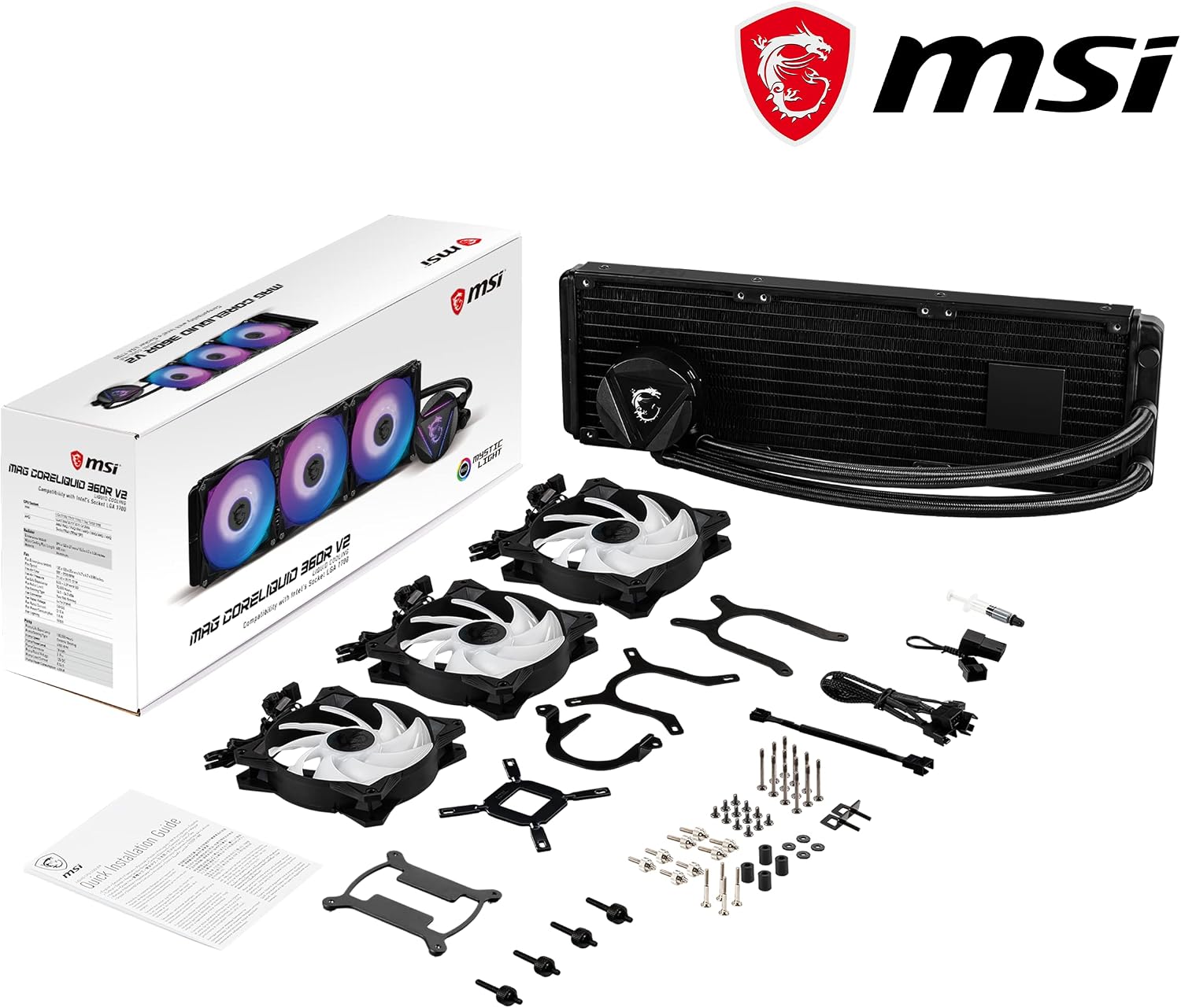 MSI MAG CORELIQUID 360R V2 AIO CPU Liquid Cooler - Rotatable ARGB ...