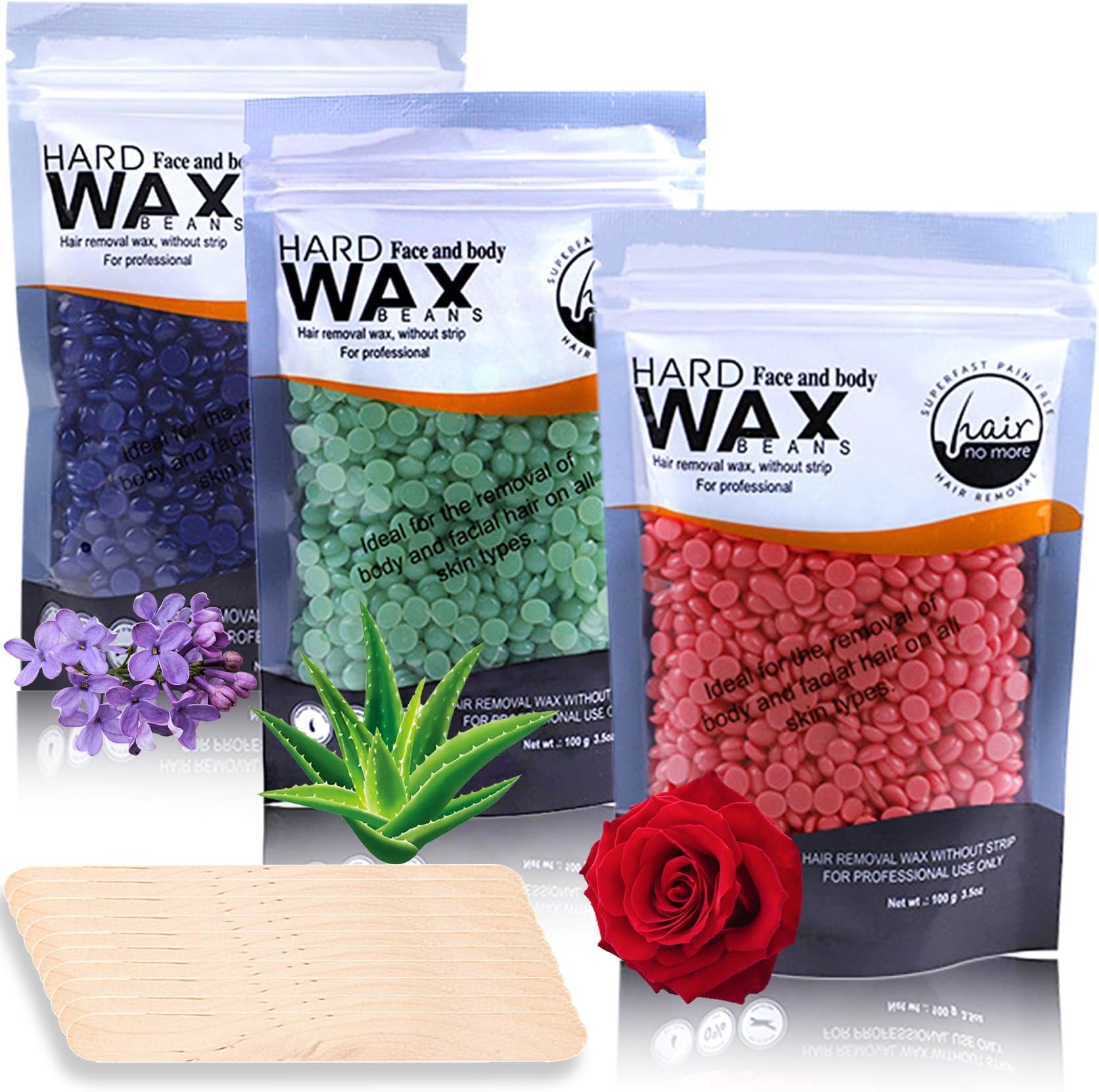 Amazon.com : DuoZeng Hard Wax Beads, 3 Pcs Hair Removal Waxing Beads ...
