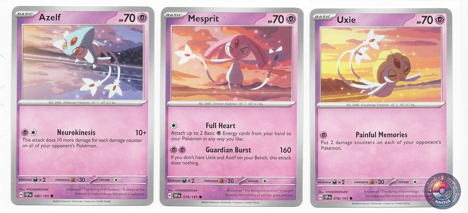 Amazon.com: Azelf Mesprit Uxie - Surging Sparks – Mythical Pokemon Card ...