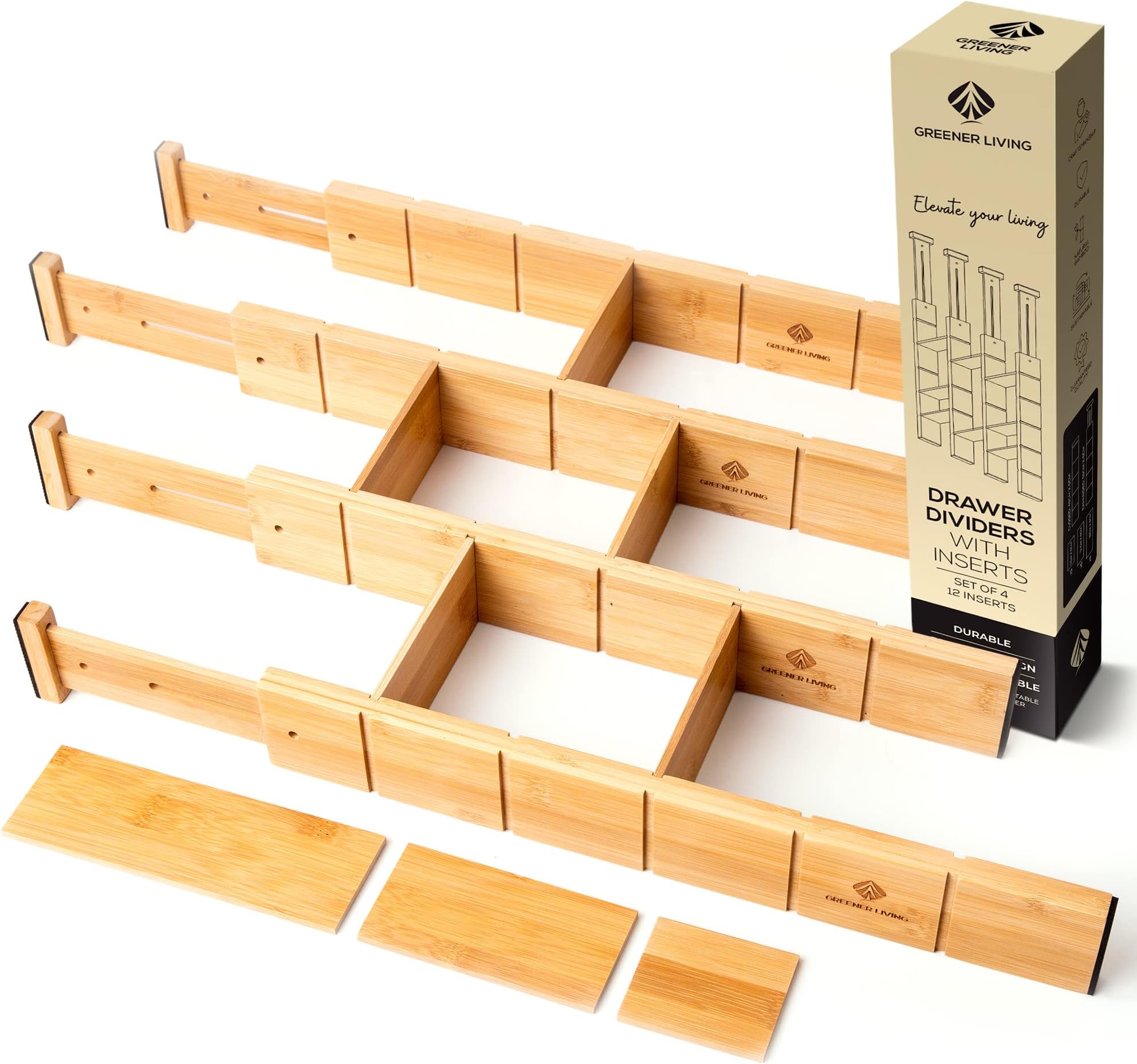 Lifewit 5 Pack Kitchen Drawer Dividers 2.36" High, 16"-22" Adjustable ...