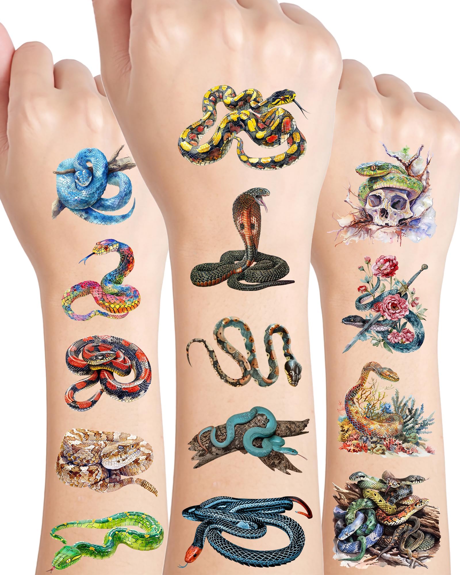 Amazon.com : Vicious Eastern Diamondback Rattlesnake Temporary Tattoo ...
