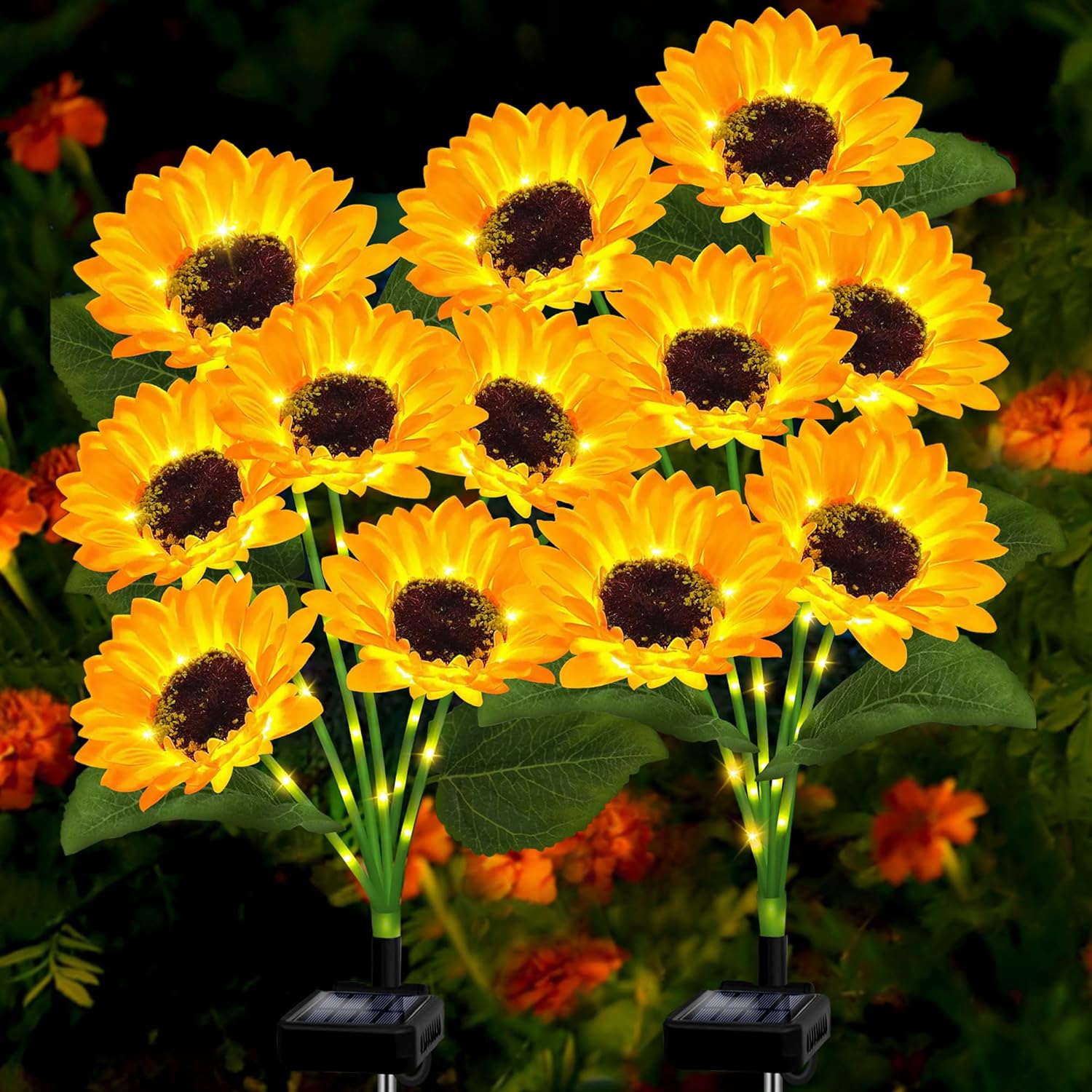 Amazon.com : YJFWAL 2 Pack with 12 Solar Sunflower Lights Outdoor ...
